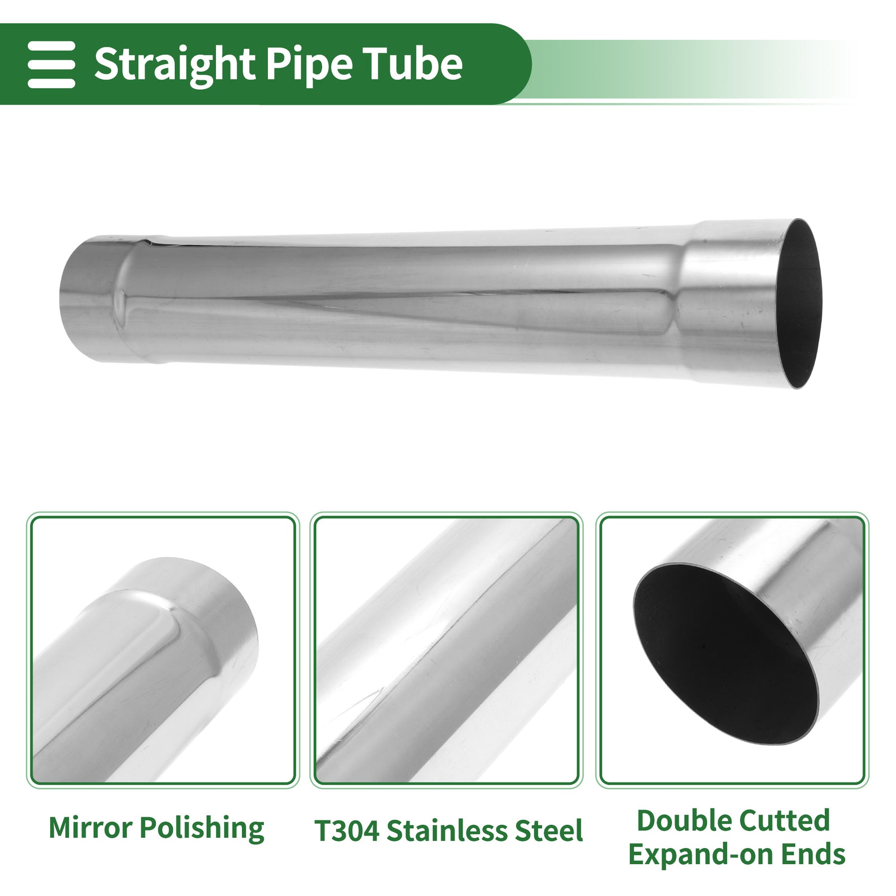 3.15" OD Straight Exhaust Pipe Tube 17" Length Silver Tone | Harfington
