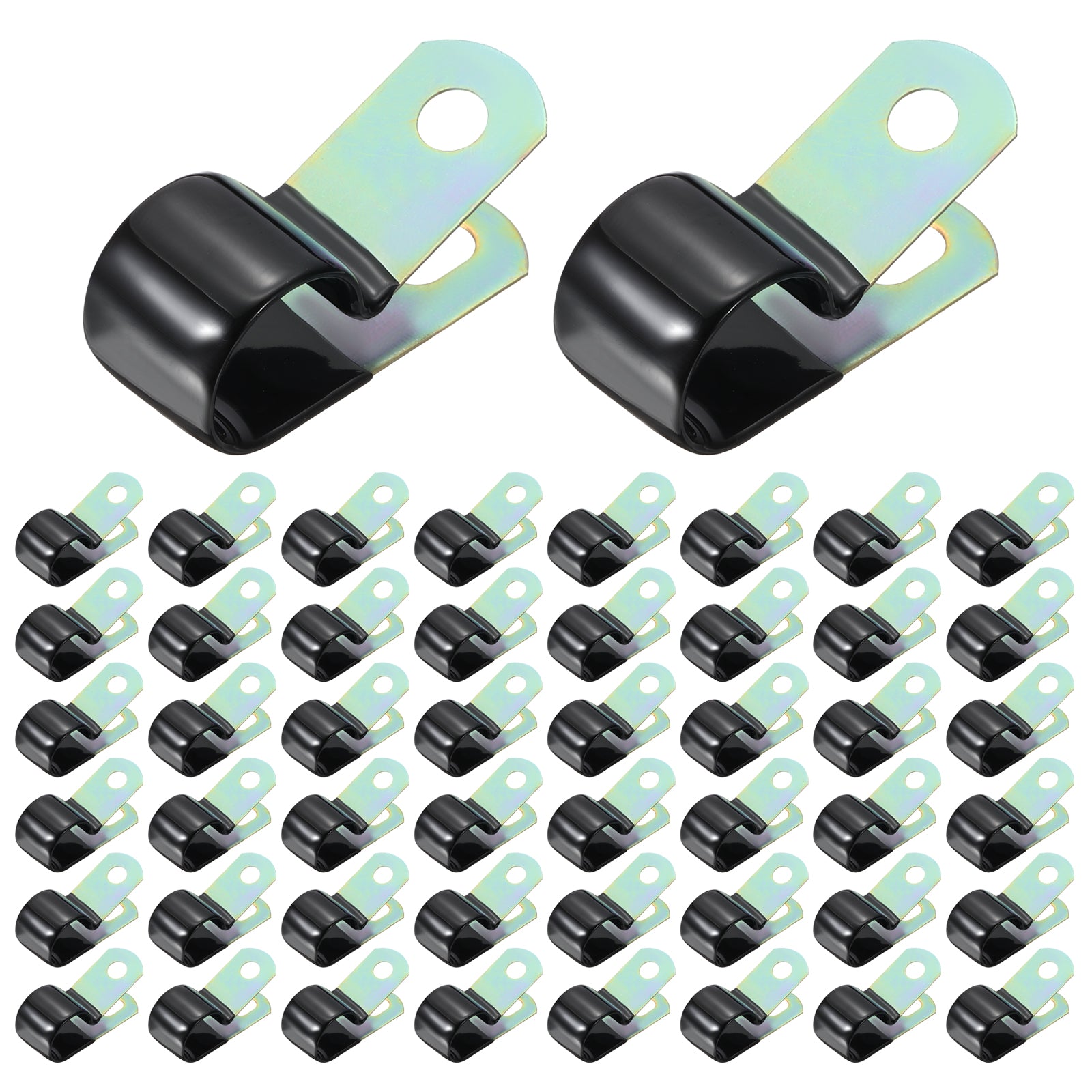 50pcs 5/8" Vinyl Coated Cable Clamps Closed Clip Vinyl Dipped Pipe ...