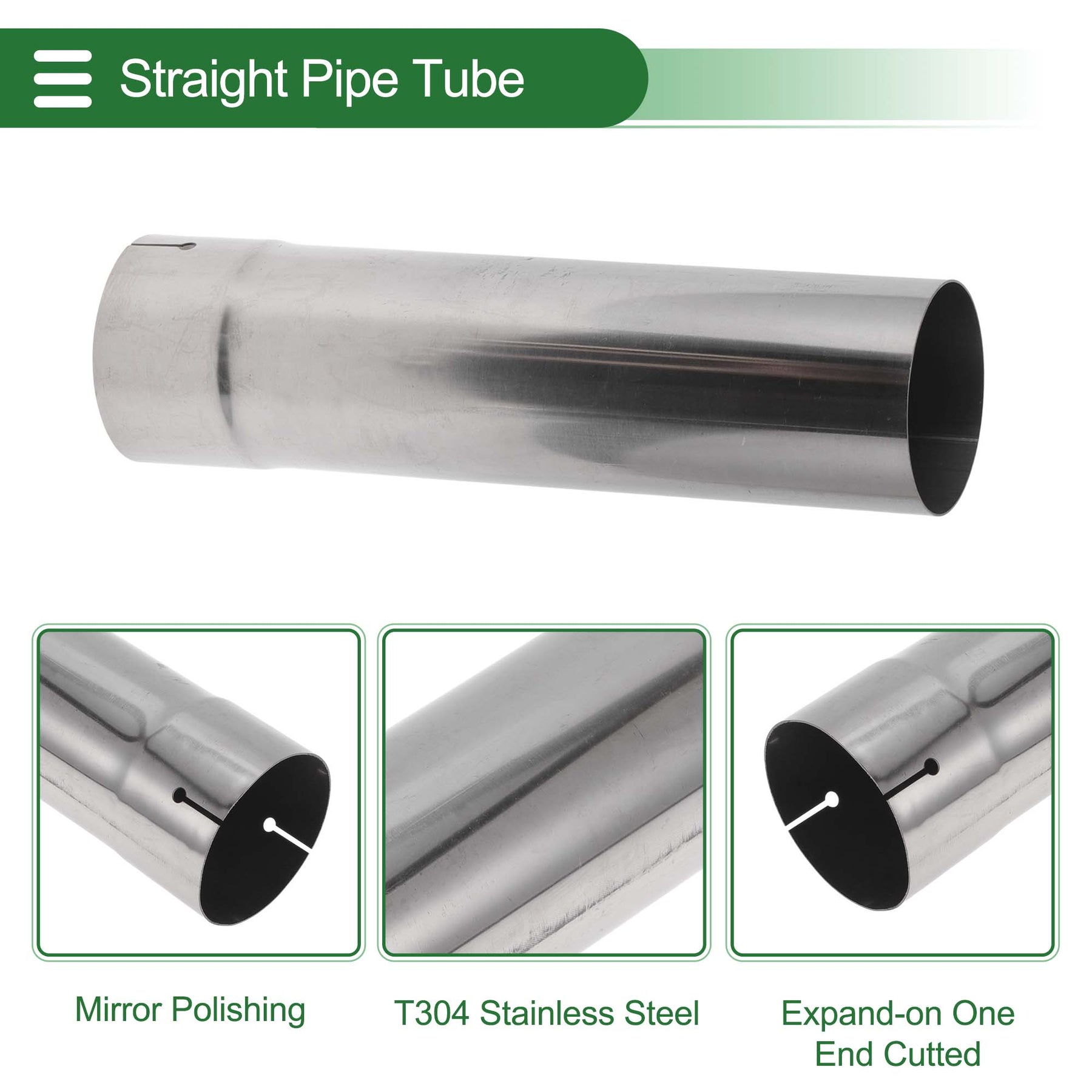 3.15" OD Straight Pipe Tube T304 12" Length Silver Tone | Harfington