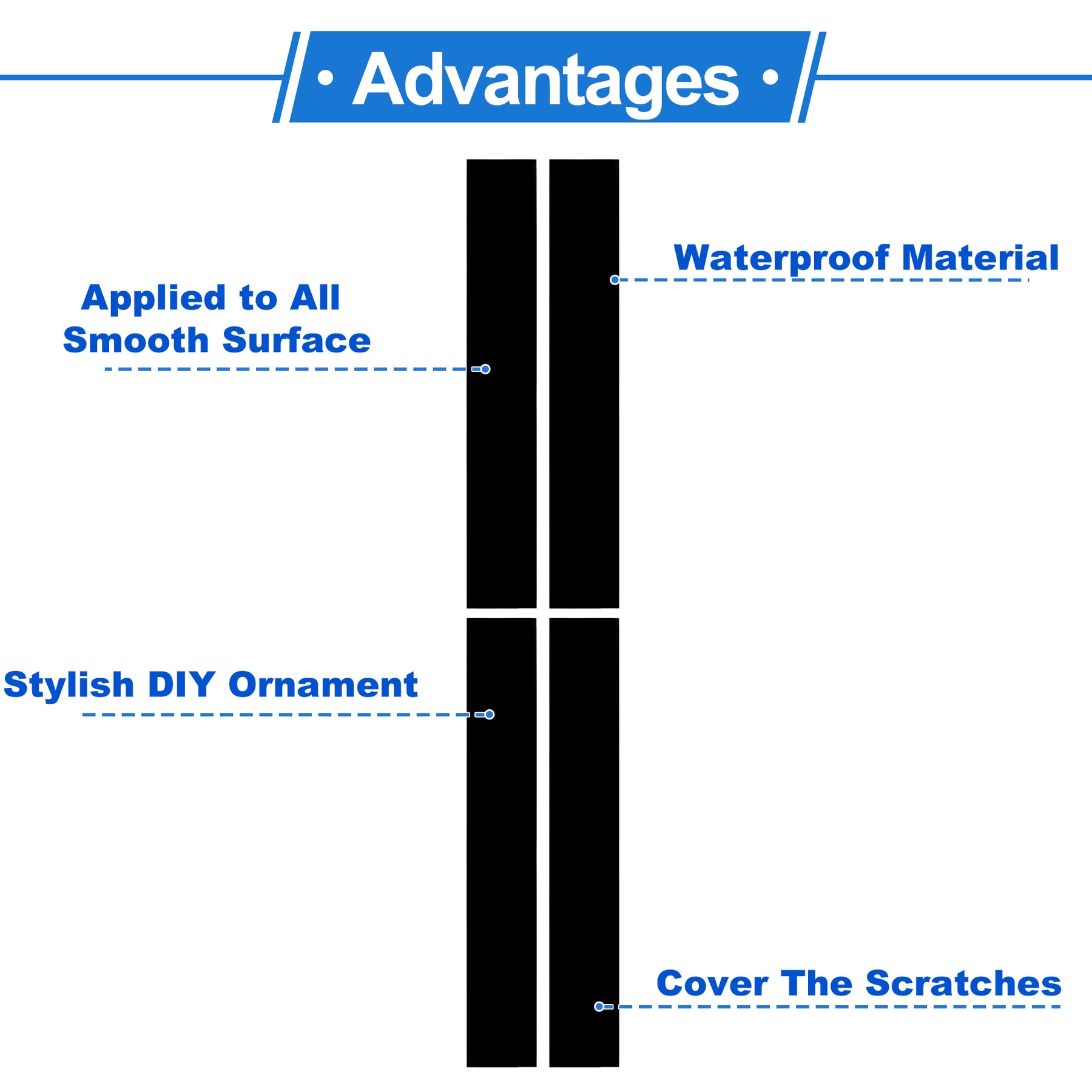 Solid Color Stripe Pattern Car Bumper Sticker Decal Waterproof Black 42 ...