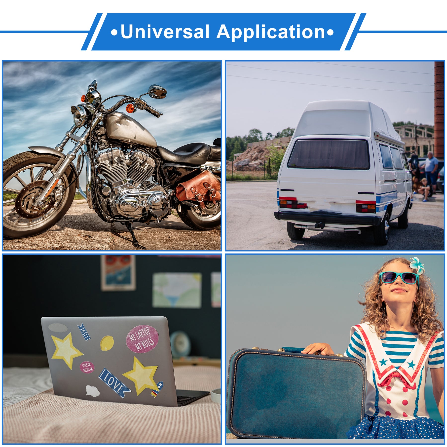 Solid Color Stripe Pattern Car Bumper Sticker Decal Waterproof White 42 ...