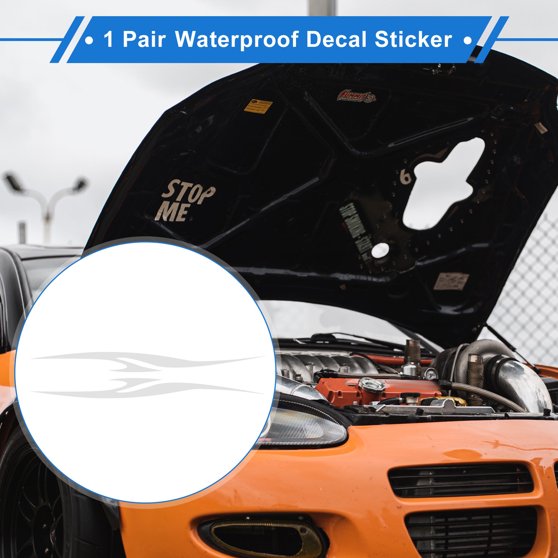 1 Pair Flame Pattern Car Bumper Sticker Decal Waterproof Vinyl White ...