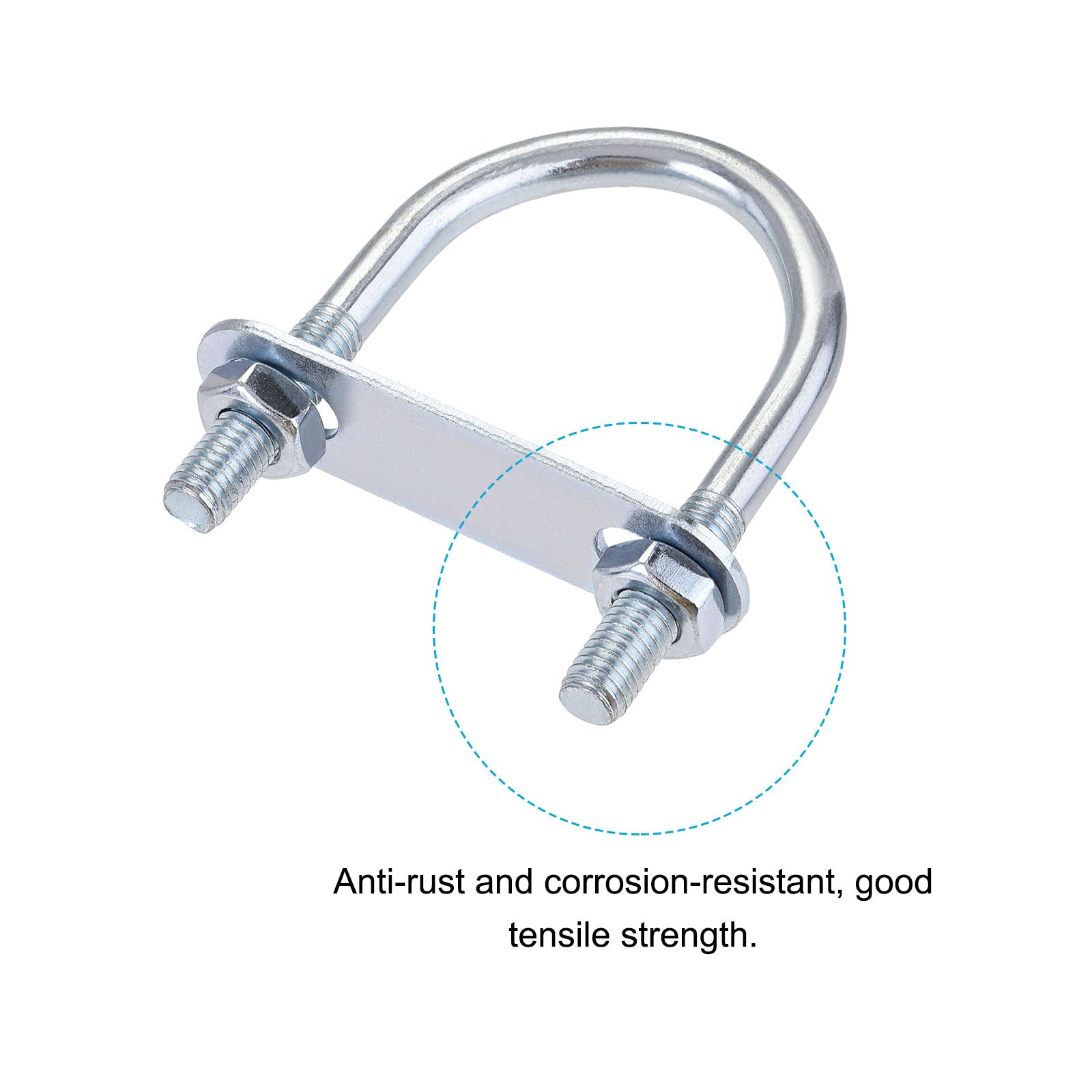 U Bolts 2 Sets (M8x42x75mm), Round U Bolt Steel with Nut and Plate ...