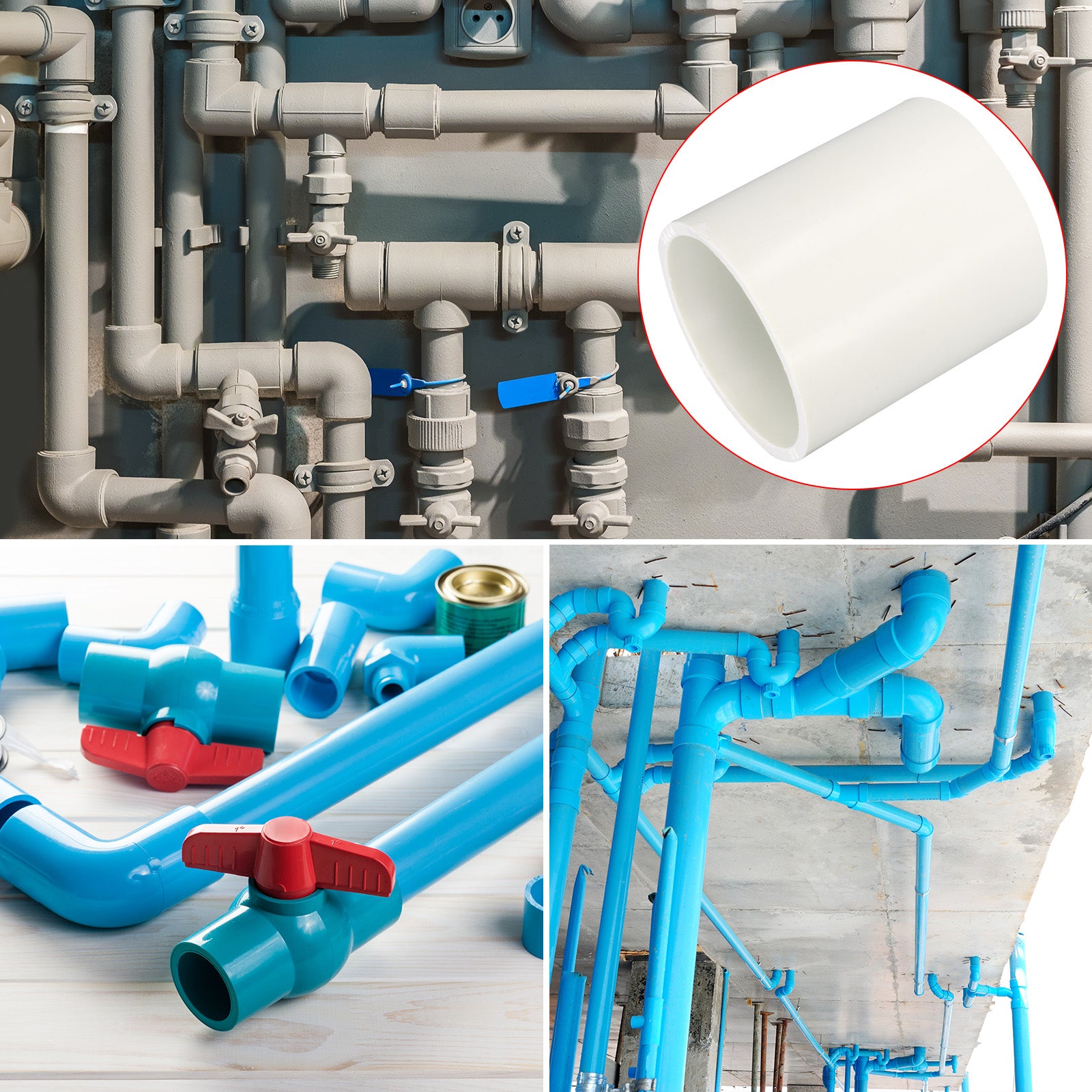 PVC Pipe Fitting 1-/2 Inches 5Pcs PVC Pipe Coupling Adapter for DIY ...