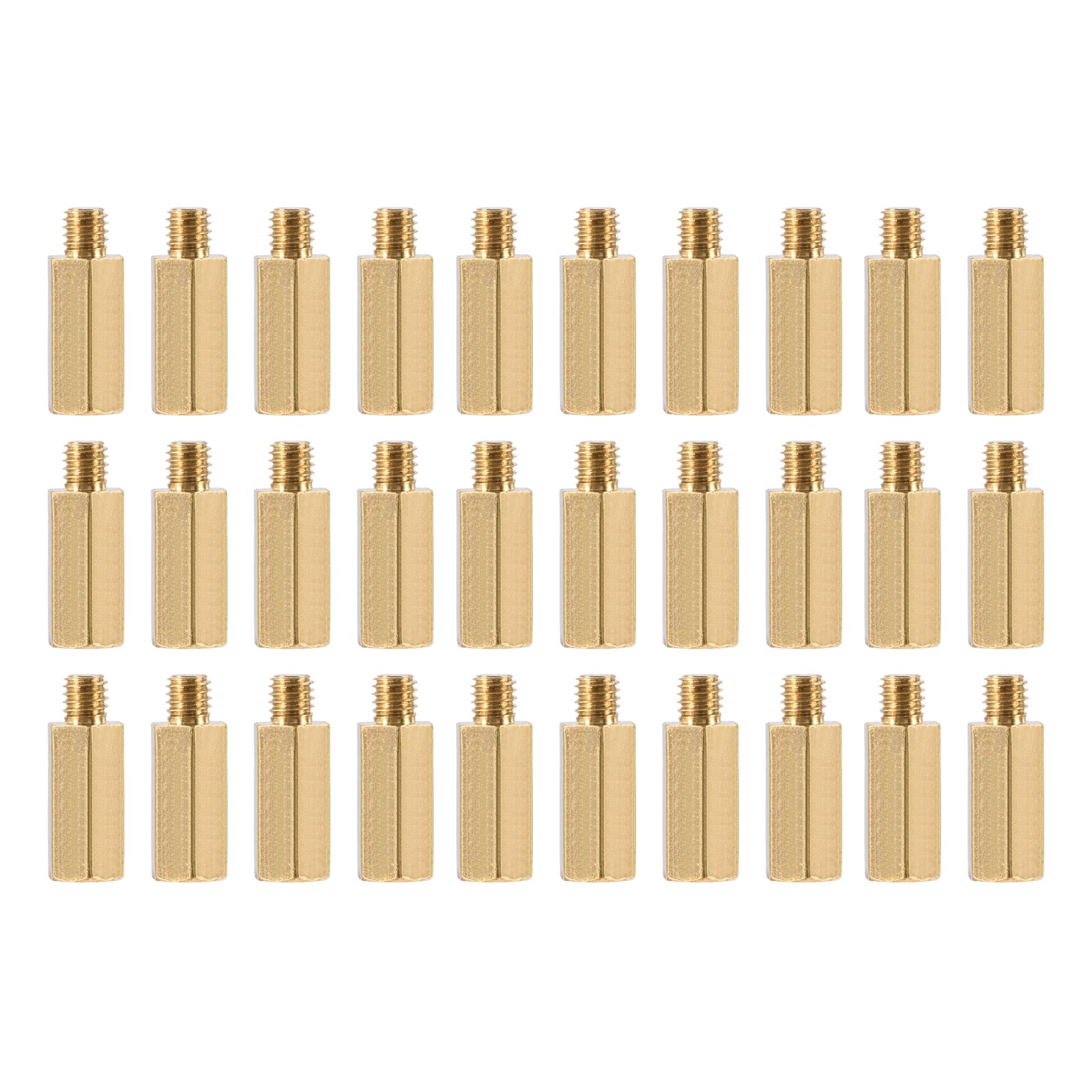 30 Pcs M3 Standoff Screws, Brass Hex PCB Standoffs (Gold Tone, 10mm+3mm ...