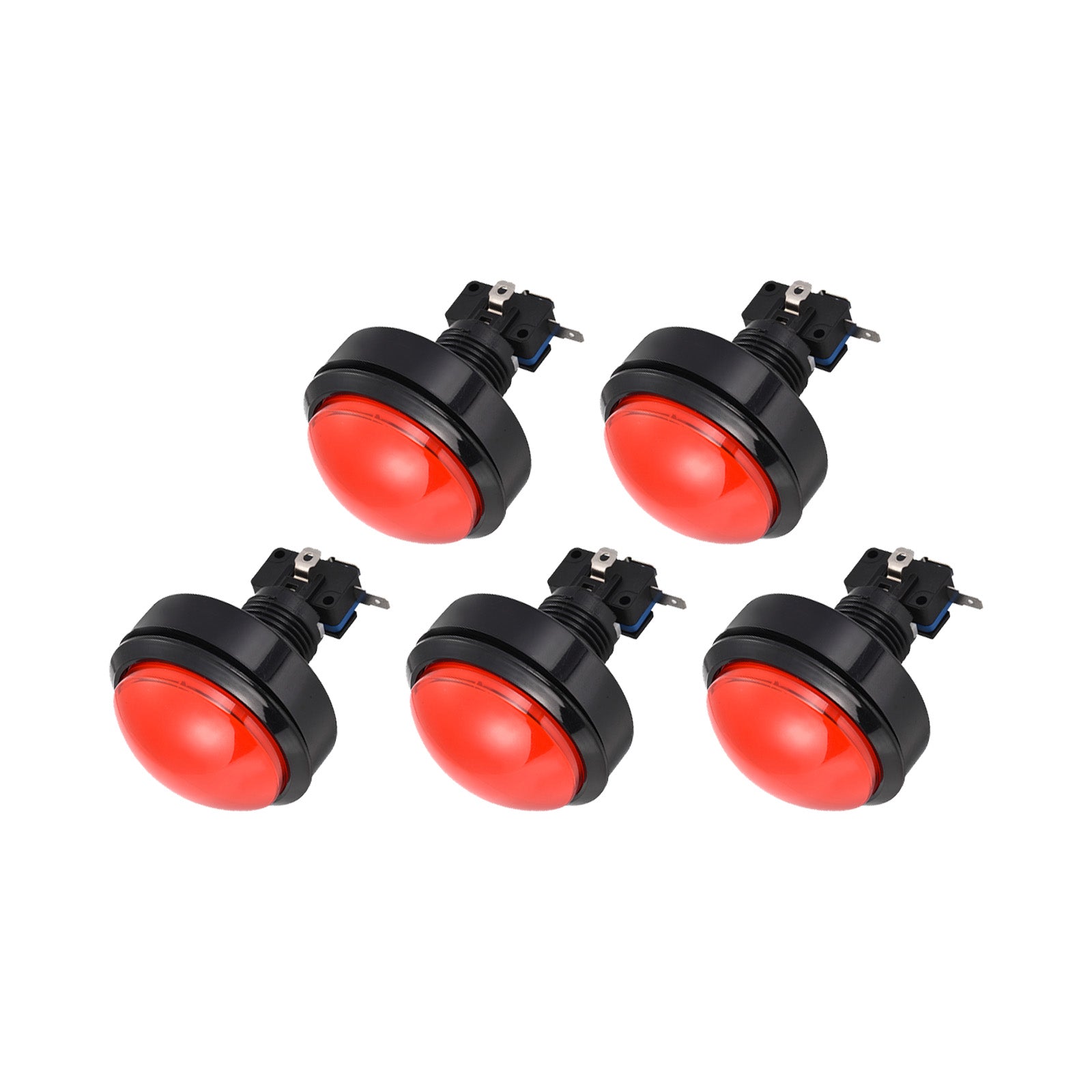 Game Round Push Buttons Red LED Light with Micro Switches 62mm/12V/5 ...