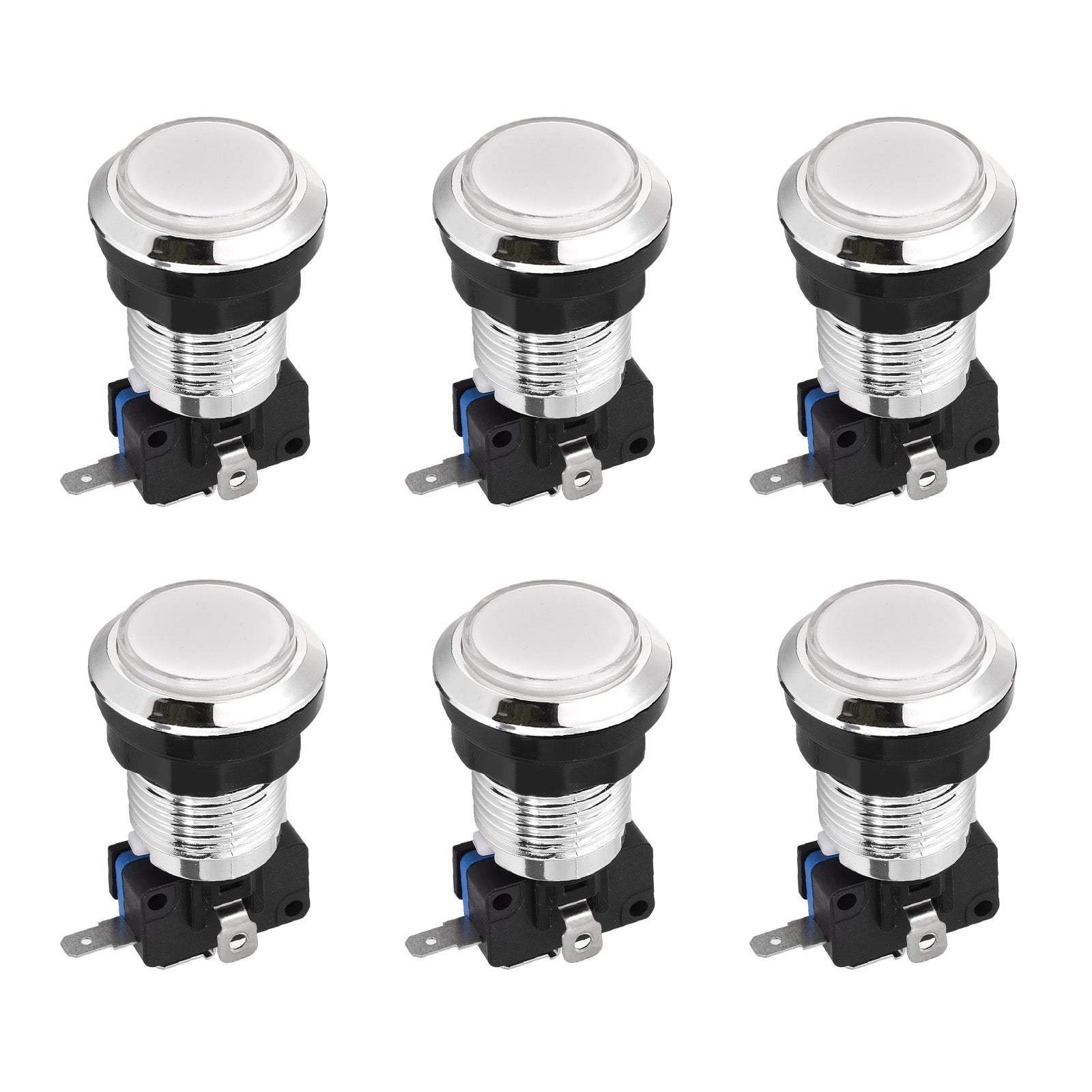 Game Round Push Buttons White LED Light with Micro Switches 33mm/12V/6 ...