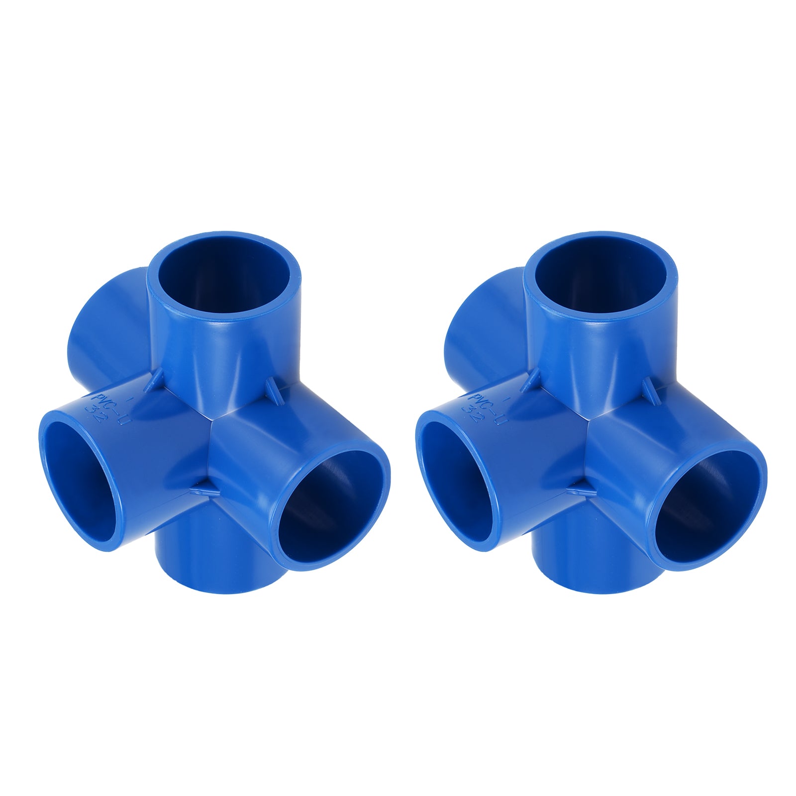 Tee PVC Pipe Fitting 1inch 2Pcs 5-Way Elbow Furniture Connector Blue ...