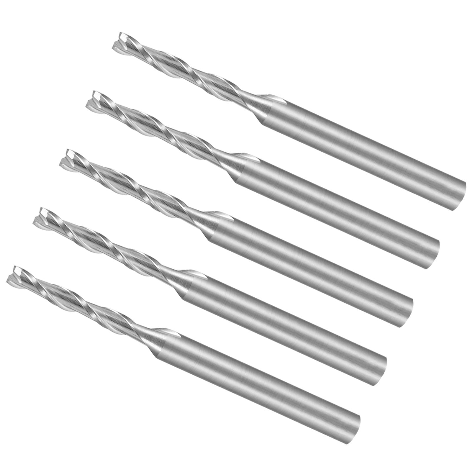 5pcs 3.175mm Shank 2mm x 12mm 2-Flute Spiral End Mill Wood Milling ...
