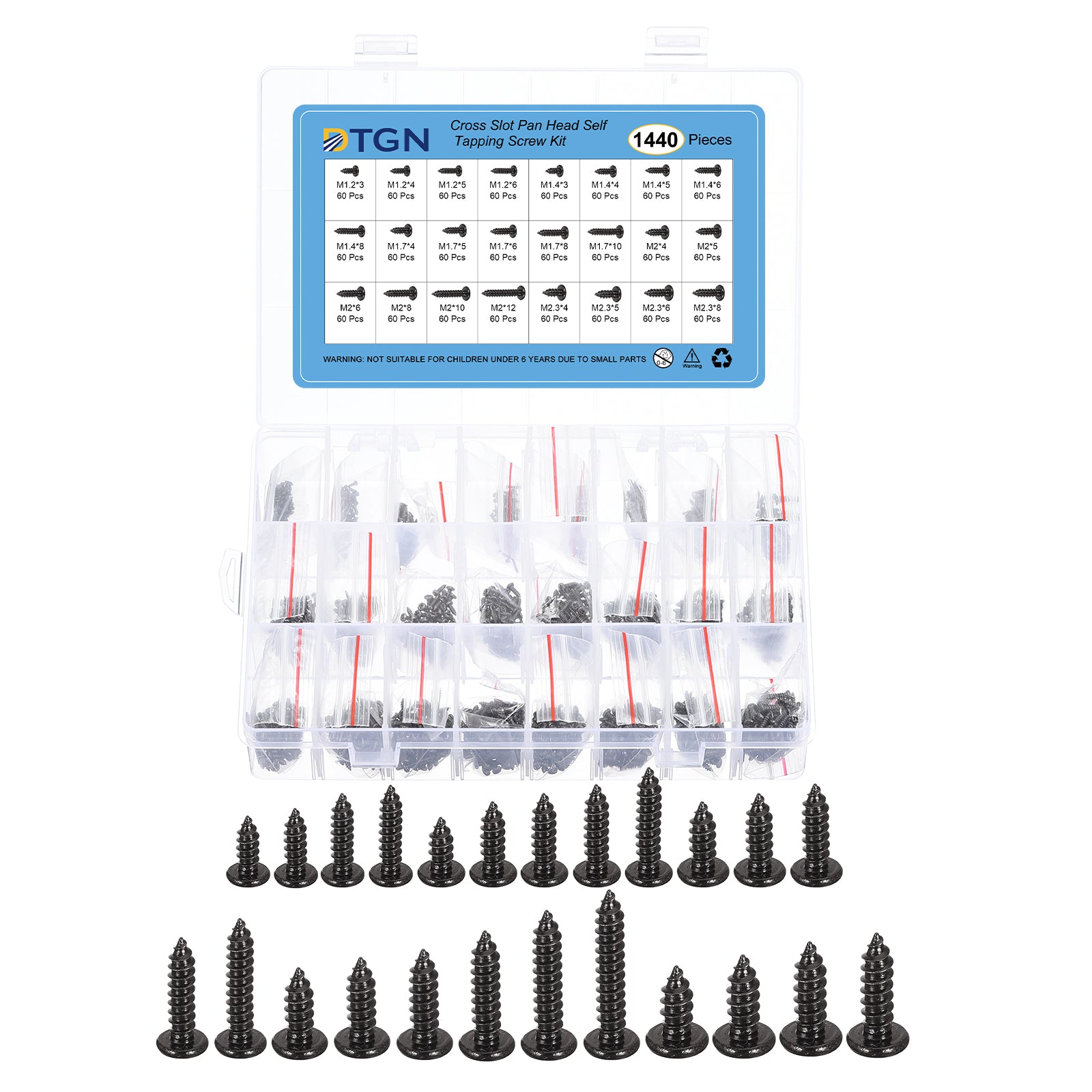 Mini Screws Assortment Kit Phillips Screws Self-Tapping Screws Steel ...