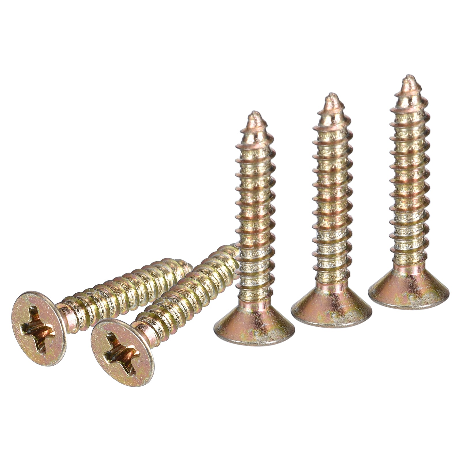 100Pcs #6x3/4" Flat Head Wood Screws Brass Phillips Self Tapping Gold ...