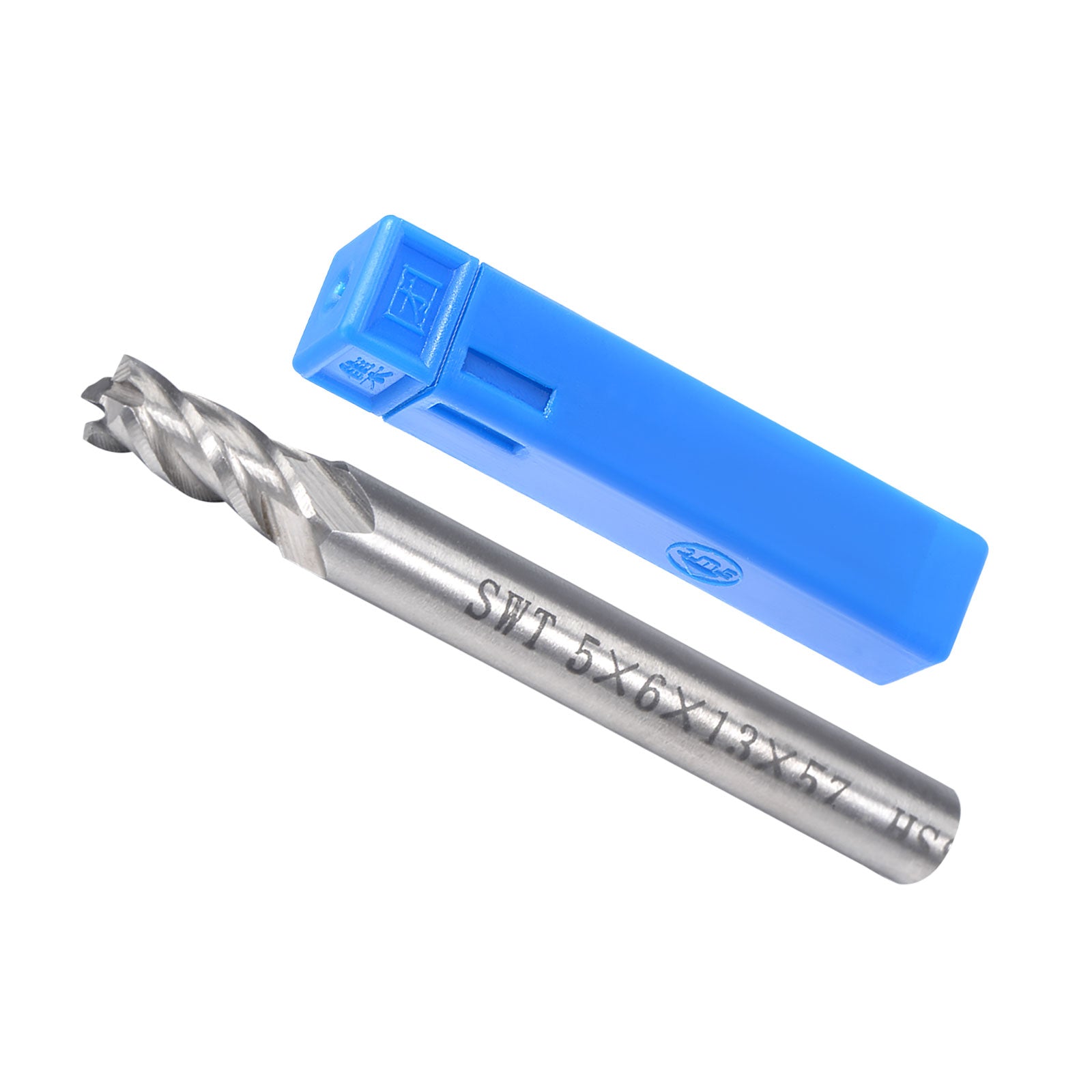 5x6x13mm High Speed Steel 4-Flute Spiral End Mill Bit W Storage Box ...