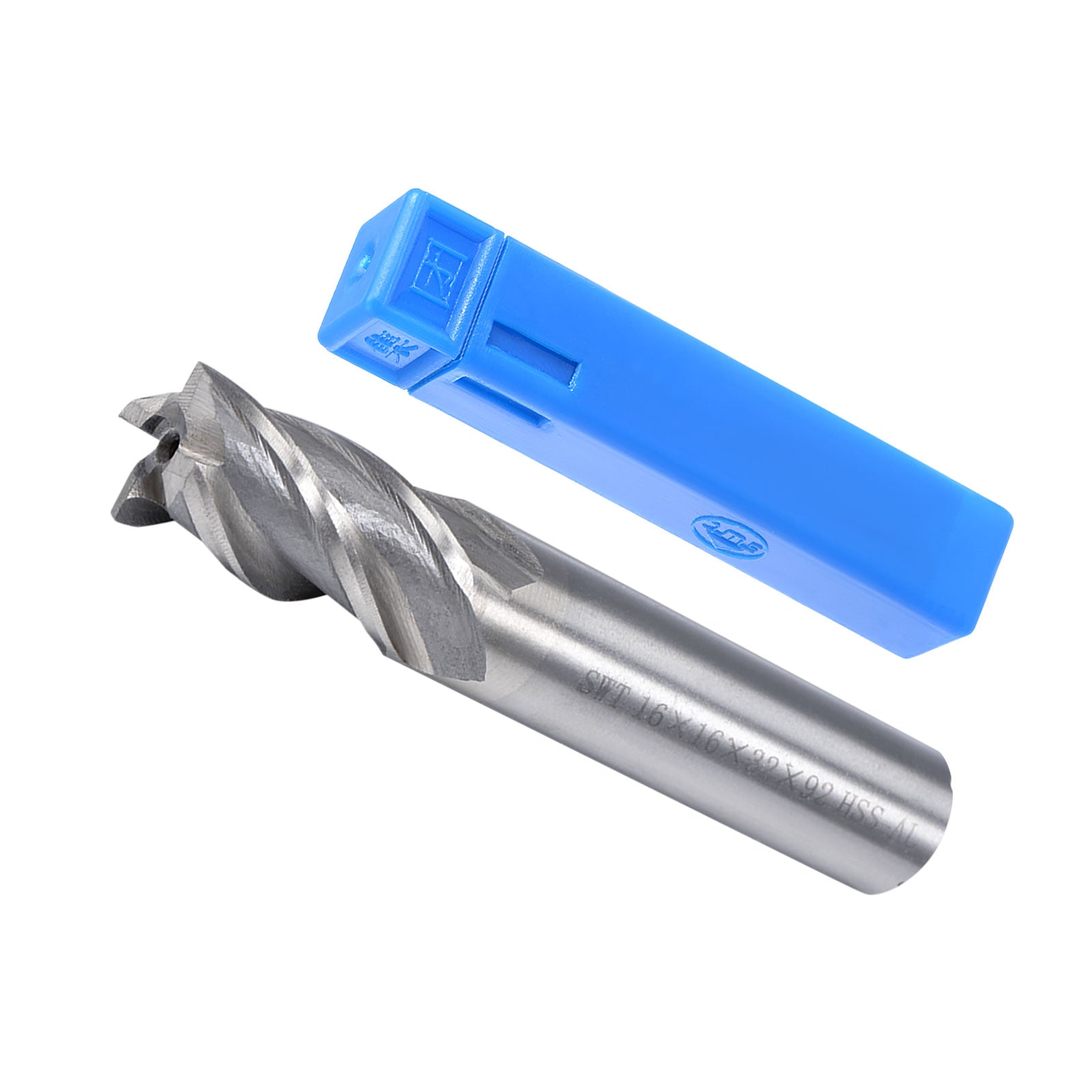 16x16x32mm High Speed Steel 4-Flute Spiral End Mill Bit W Storage Box ...