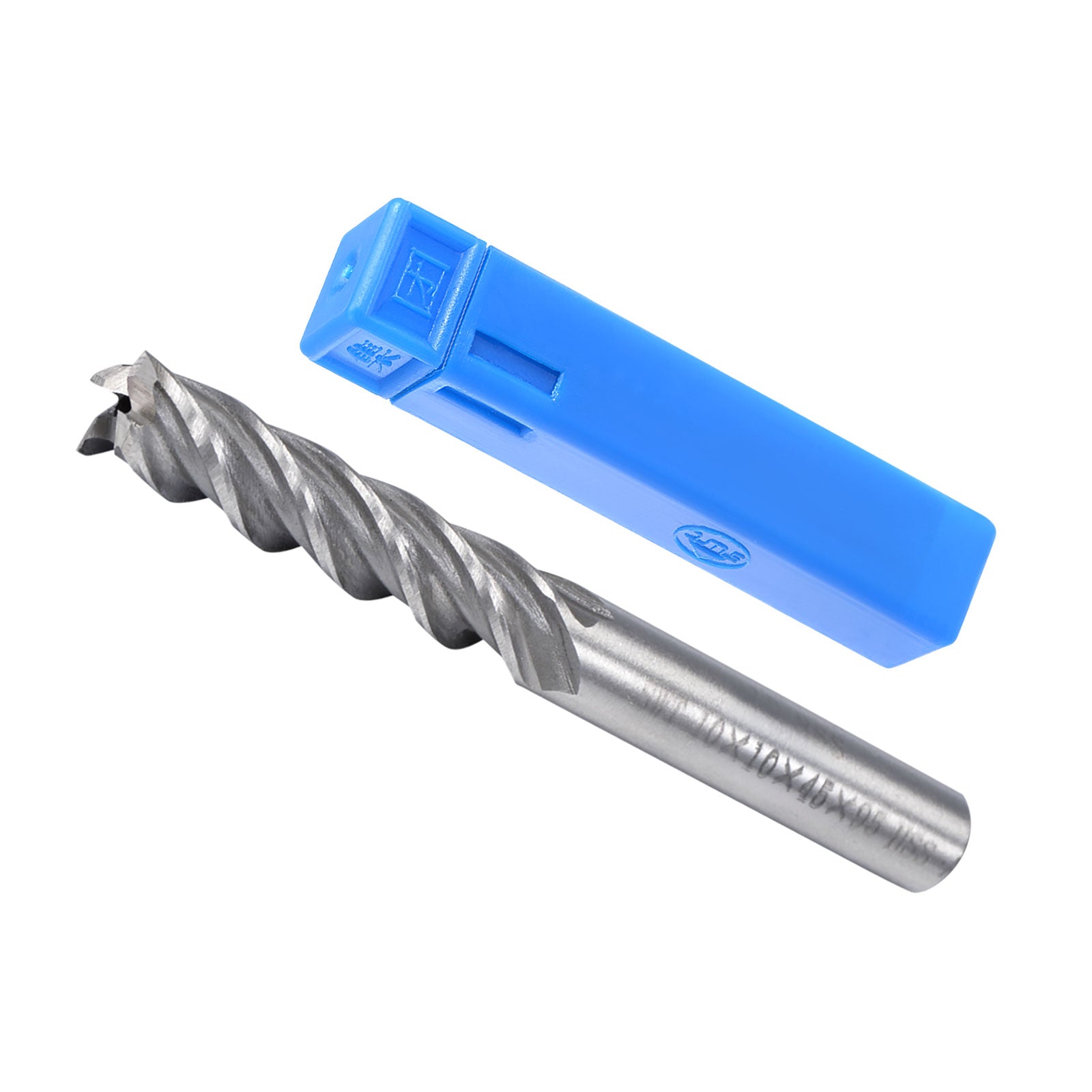 10x10x45mm High Speed Steel 4-Flute Spiral End Mill Bit W Storage Box ...