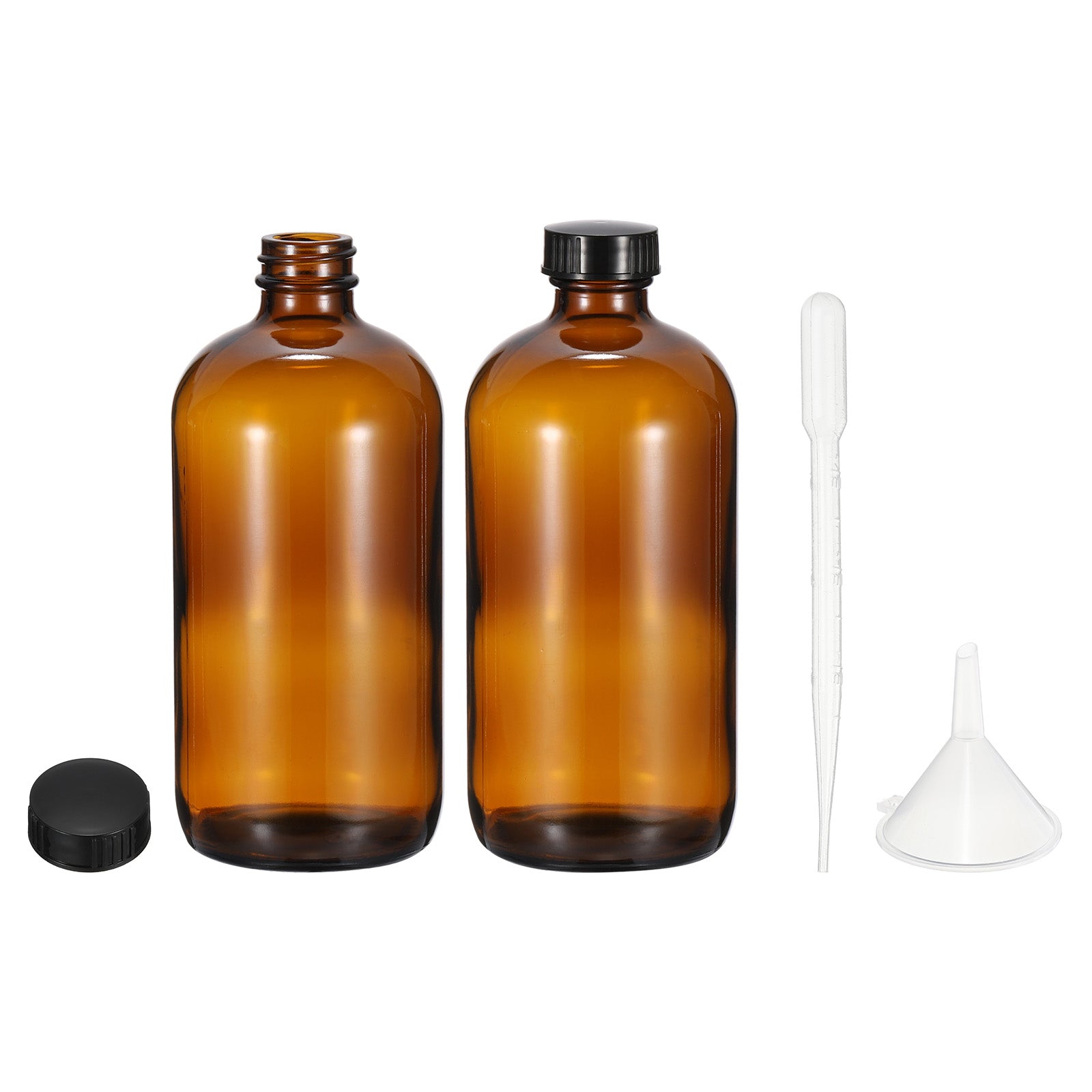 16oz(480ml) Glass Dispensing Bottle with Funnel and Dropper, Amber ...