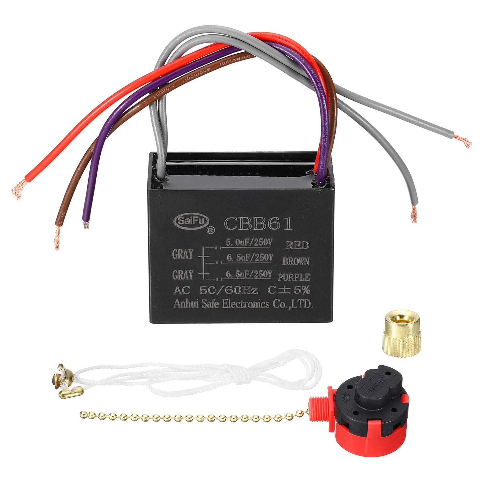 CBB61 Capacitor with Cotton Cord and Fan Switch 4 | Harfington