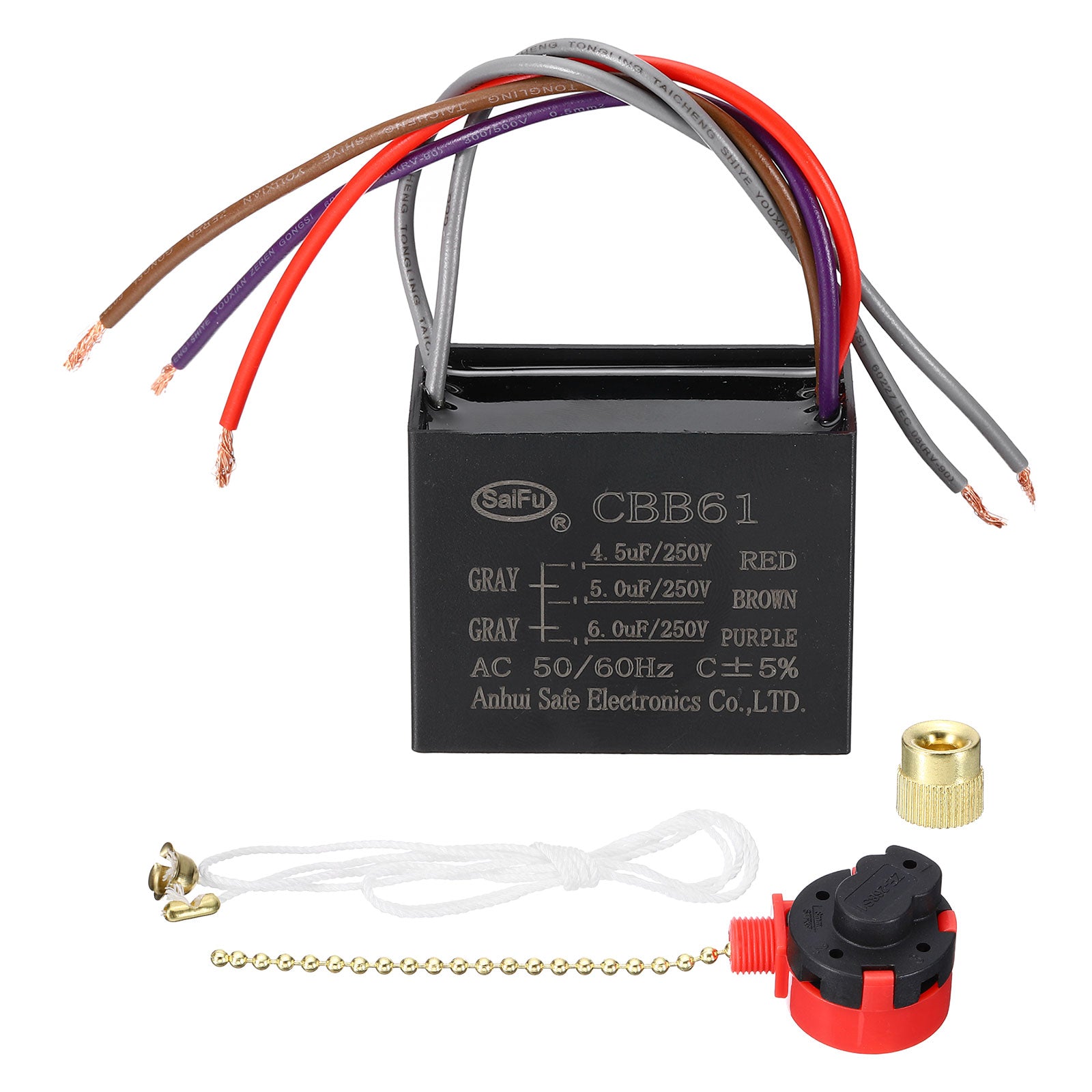 CBB61 Capacitor with Cotton Cord and Fan Switch 3 | Harfington