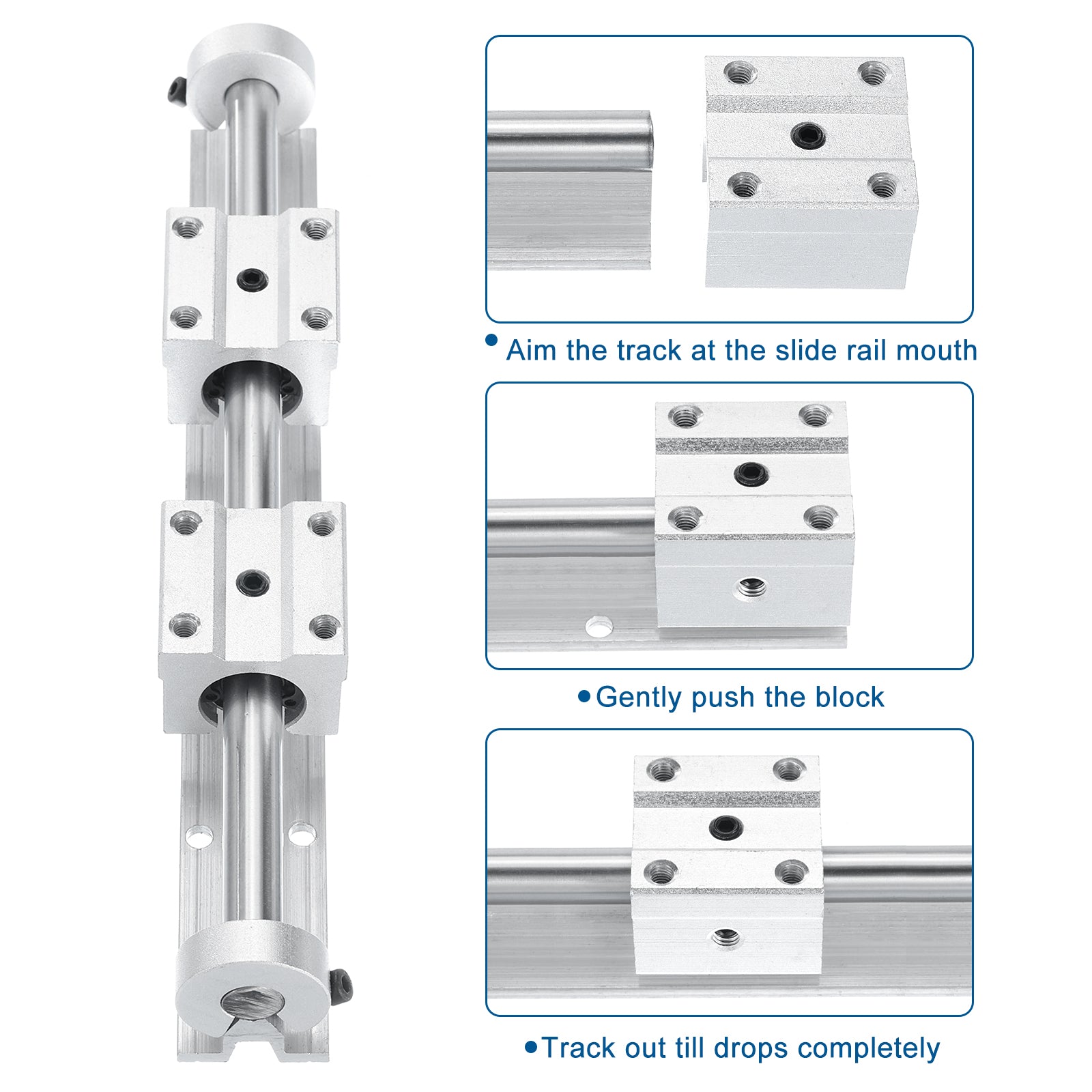 Uxcell 250mm Linear Motion Rail Guide with 2pcs SBR12UU Linear Bearing ...