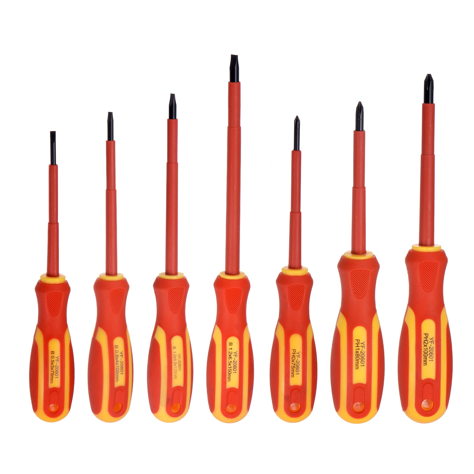 7pcs VDE Insulated Slotted Phillips Screwdriver SL0.5-SL1.2 PH0-PH2 ...