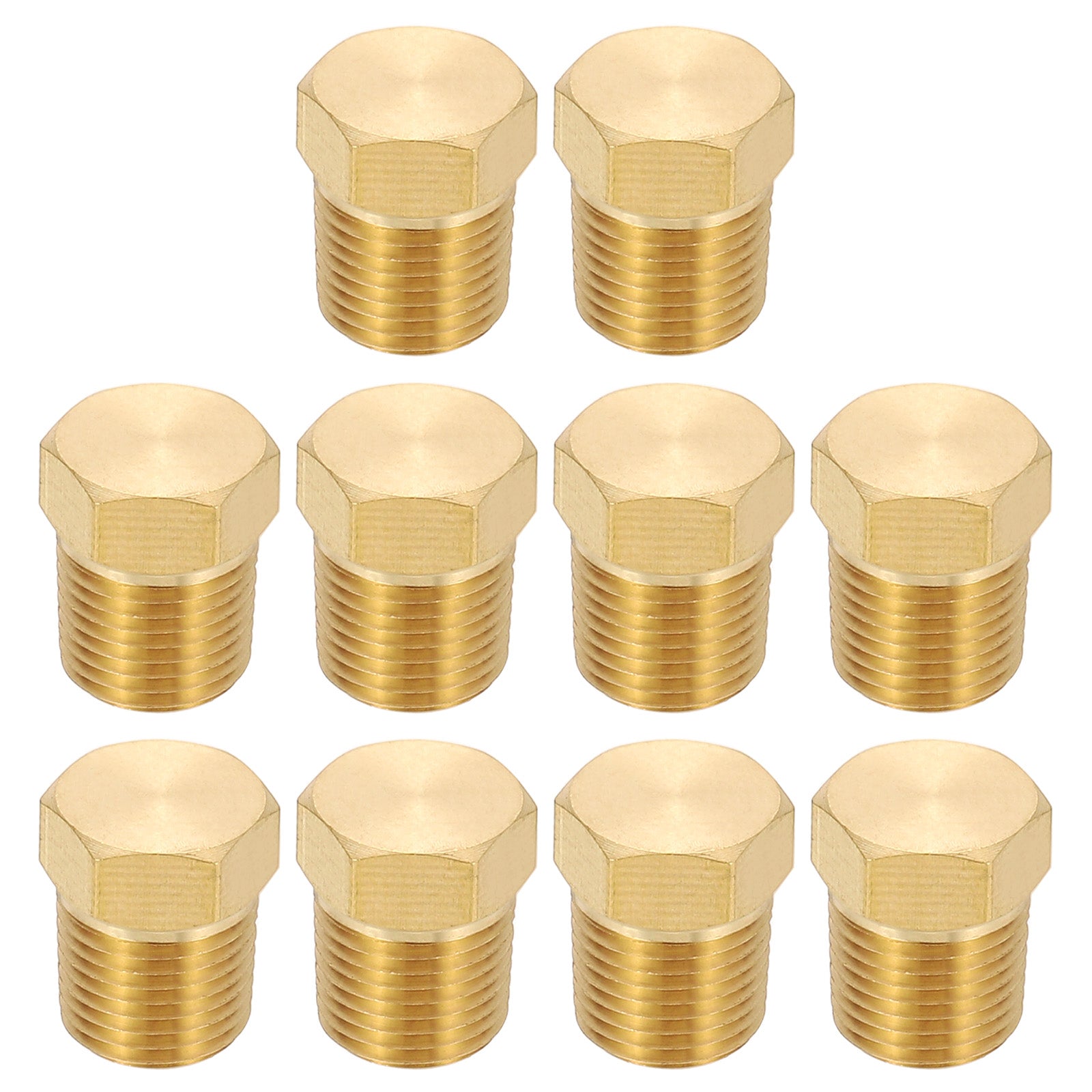 NPT Male Brass Pipe Plug Fitting, Outer Hex Thread Socket Plug Ends ...