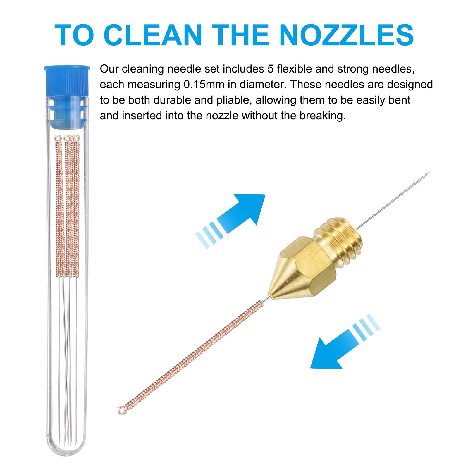 Uxcell 3D Nozzles Kit, 5pcs 3D Printer Brass Nozzles 0.5mm, 5pcs ...