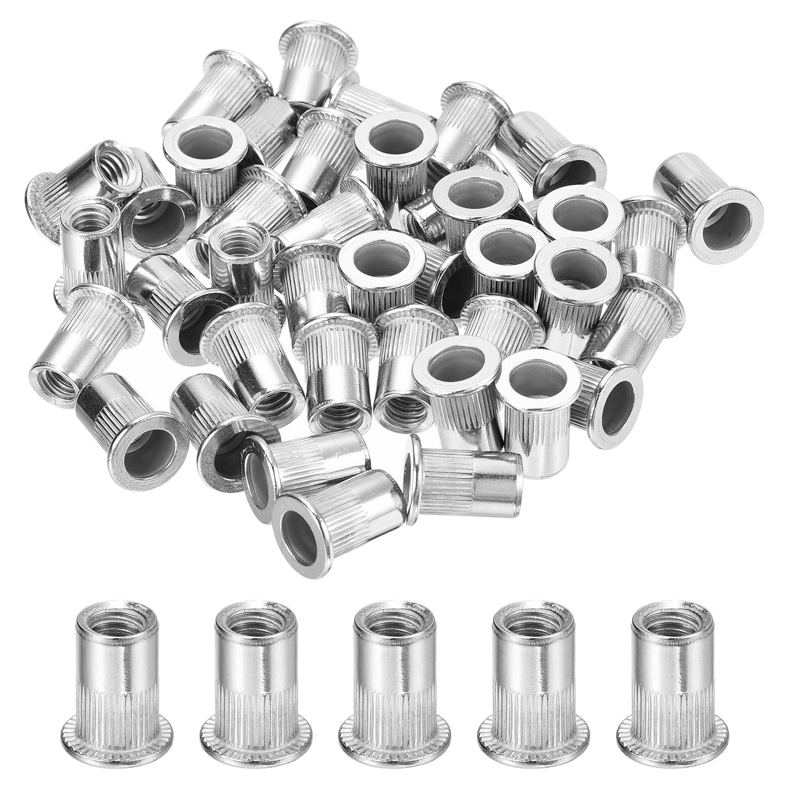 Uxcell Rivet Nut Flat Head, Threaded Insert Nut Knurled Body | Harfington