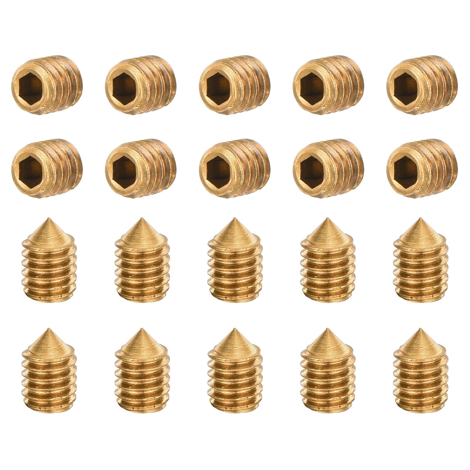 Uxcell Set Screws Brass Cone Point Hex Socket Grub Screws for Machinery ...