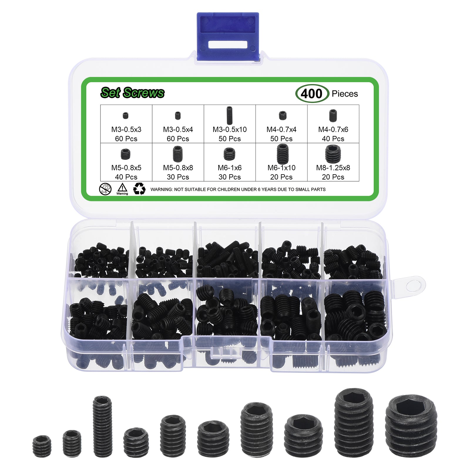 Uxcell Allen Head Socket Hex Grub Screw Assortment Kit, Carbon Steel ...