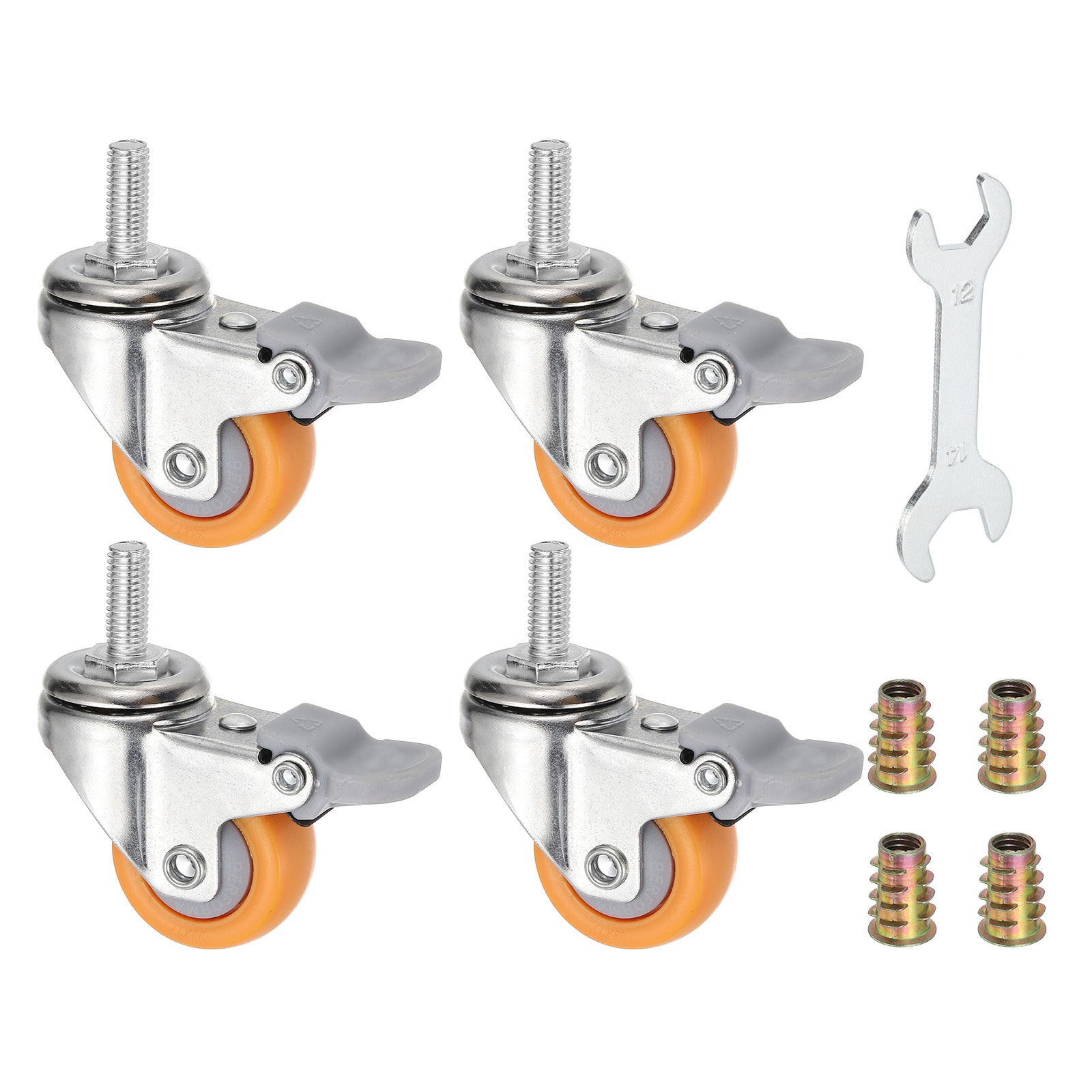 Swivel Caster with Brake Stem Threaded Wheels Locking Wheels | Harfington