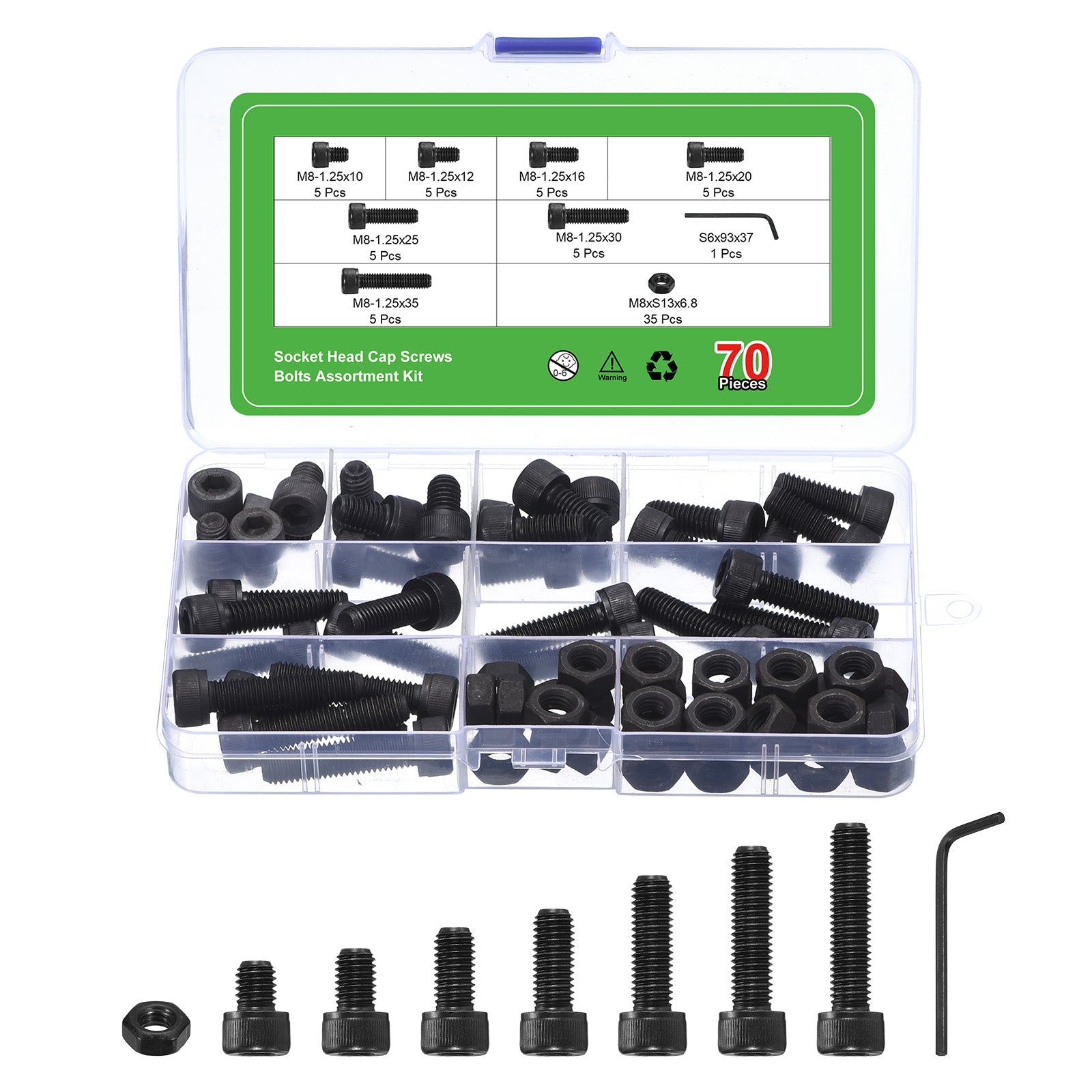 Uxcell Hex Socket Bolt Kits (M8), Grade 12.9 Drive Screws | Harfington