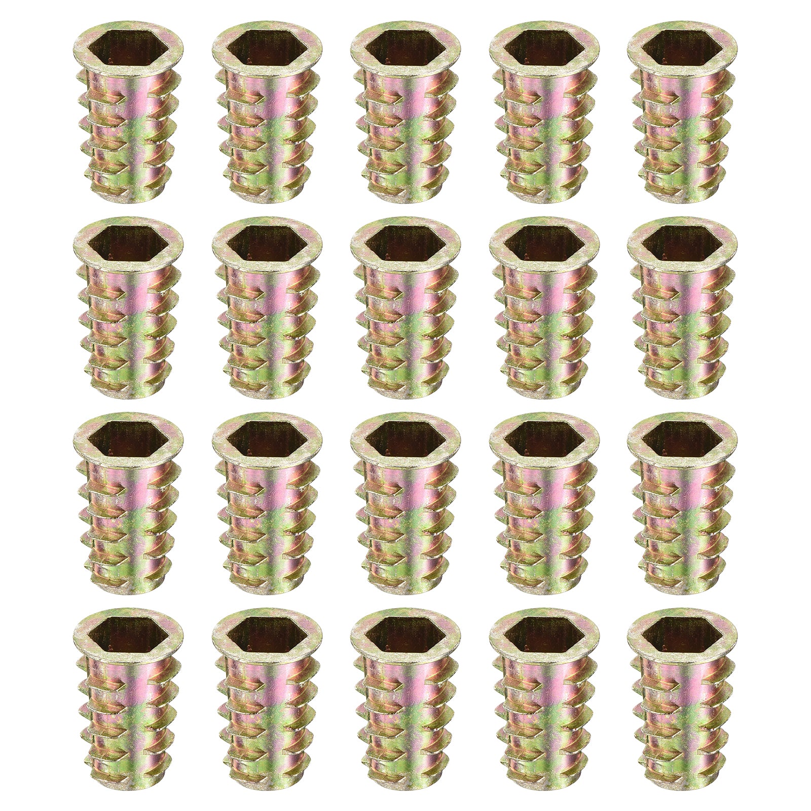 Uxcell 25Pcs Threaded Inserts, M10-1.5x25 Zinc Alloy Hex-Flanged Nut ...