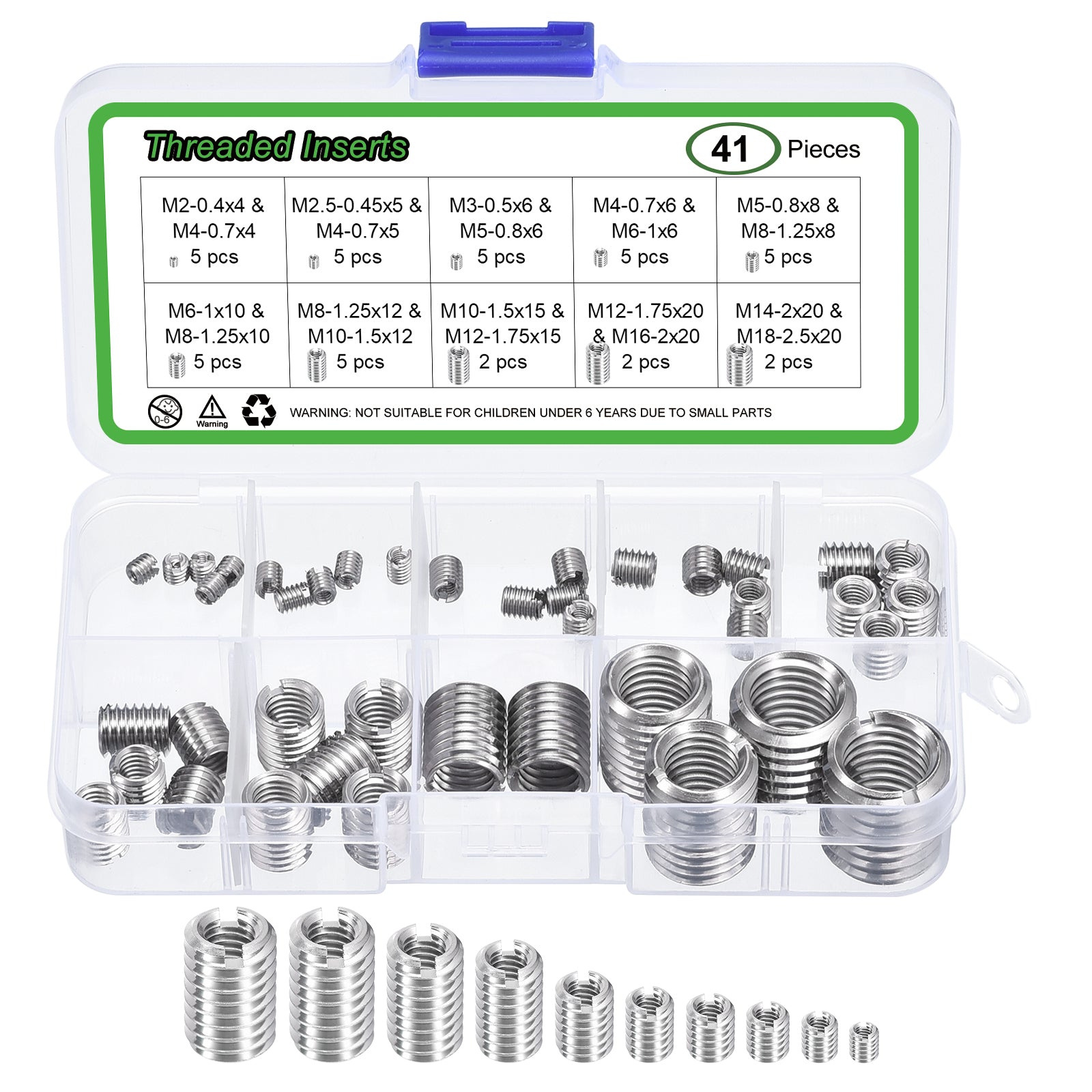 Uxcell Threaded Inserts, Stainless Steel 303 Screw Thread Sleeves ...