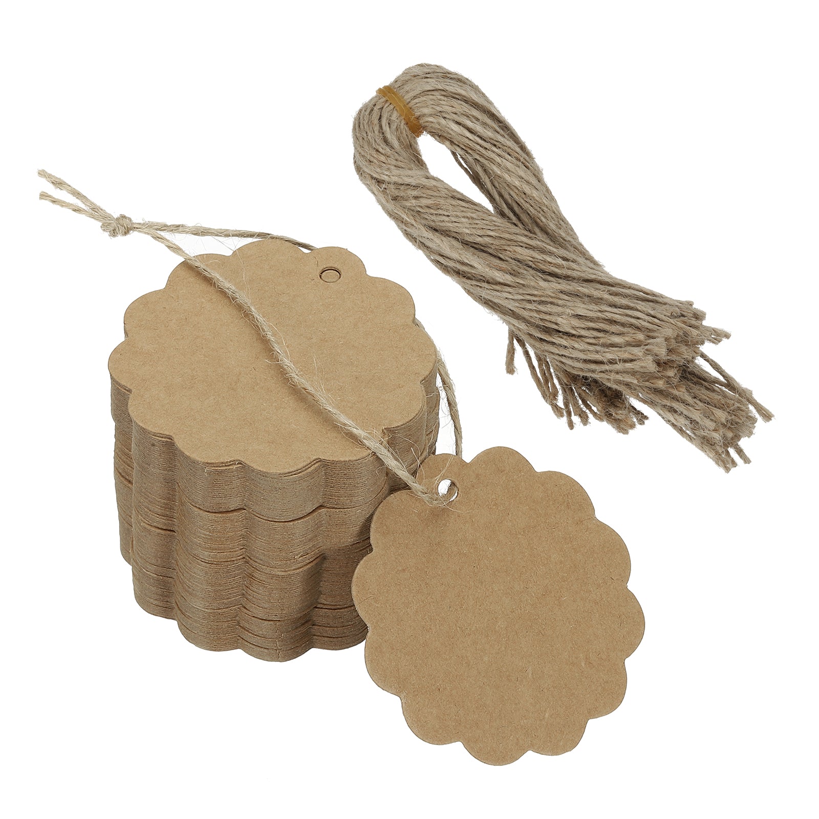 100Pcs Price Tags with Twine String Attached, 2.36 x 2.36 Inch Wavy ...