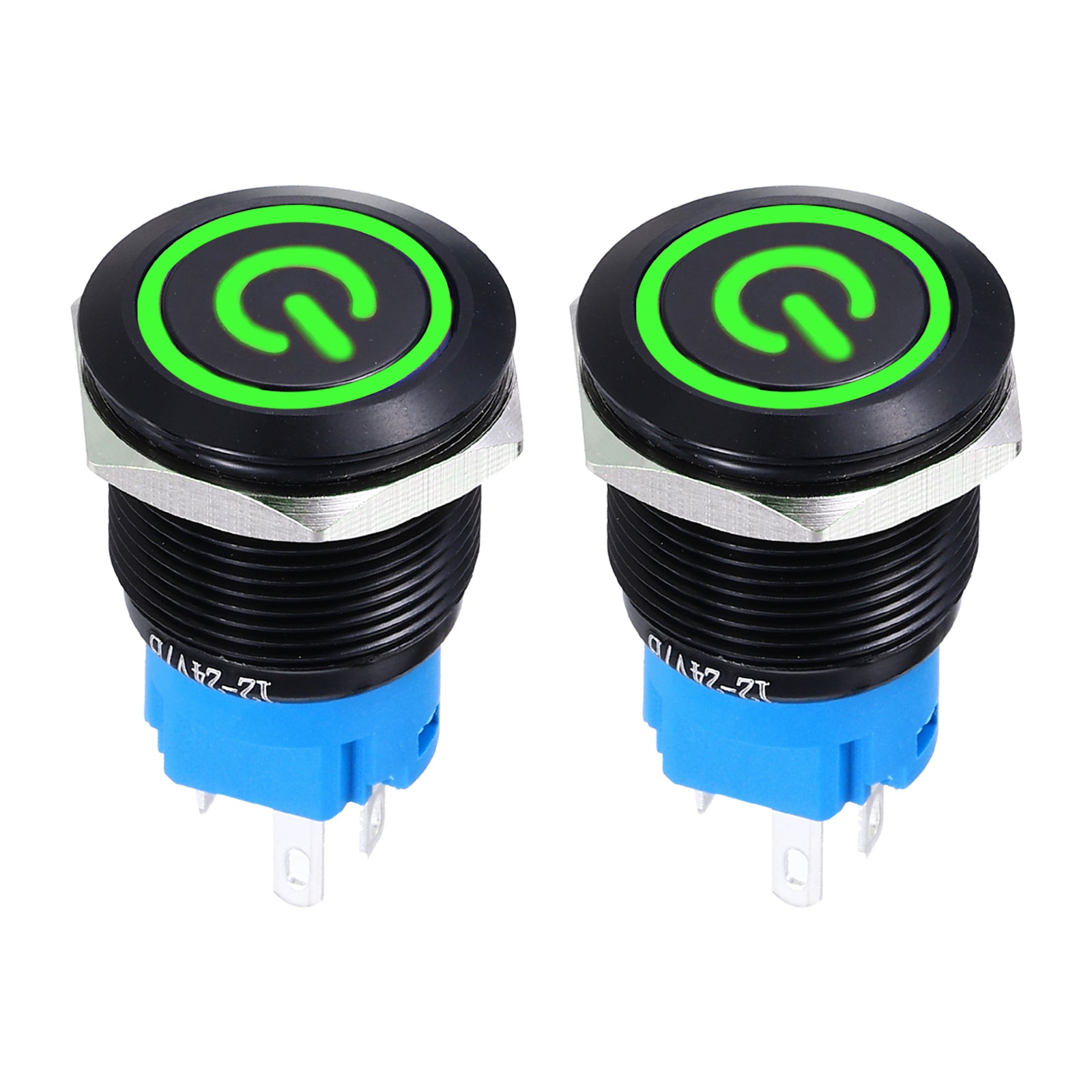 2pcs 16mm Push Button Switch, IP66 1NO1NC locking White Switch, Flat ...