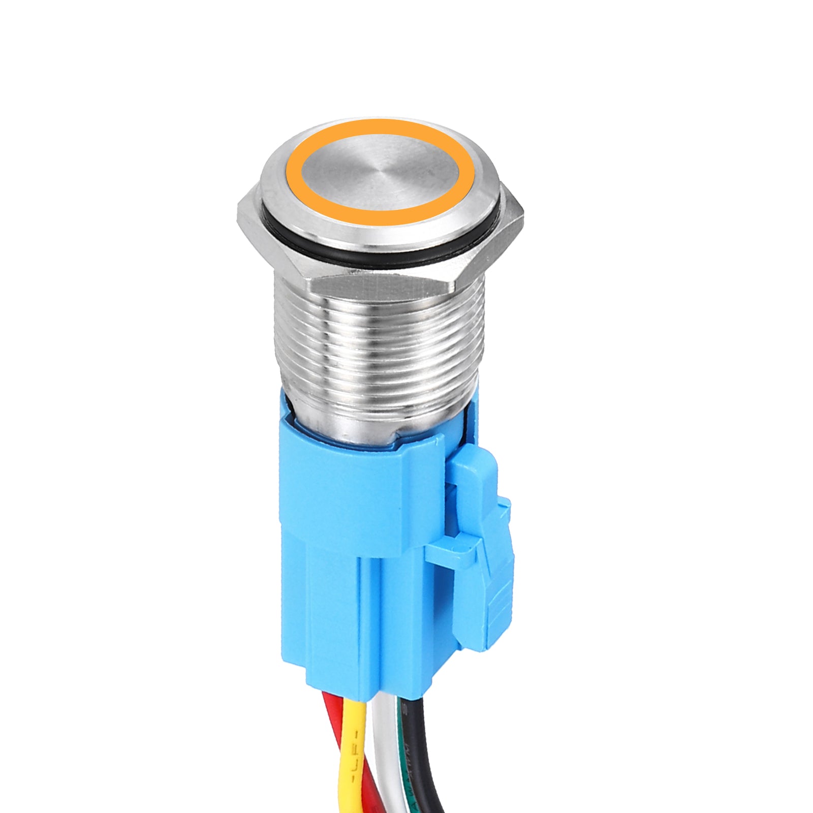 1Pcs 3/4" Button Switch 5Pin 5A Silver Button Orange Ring Lamp | Harfington