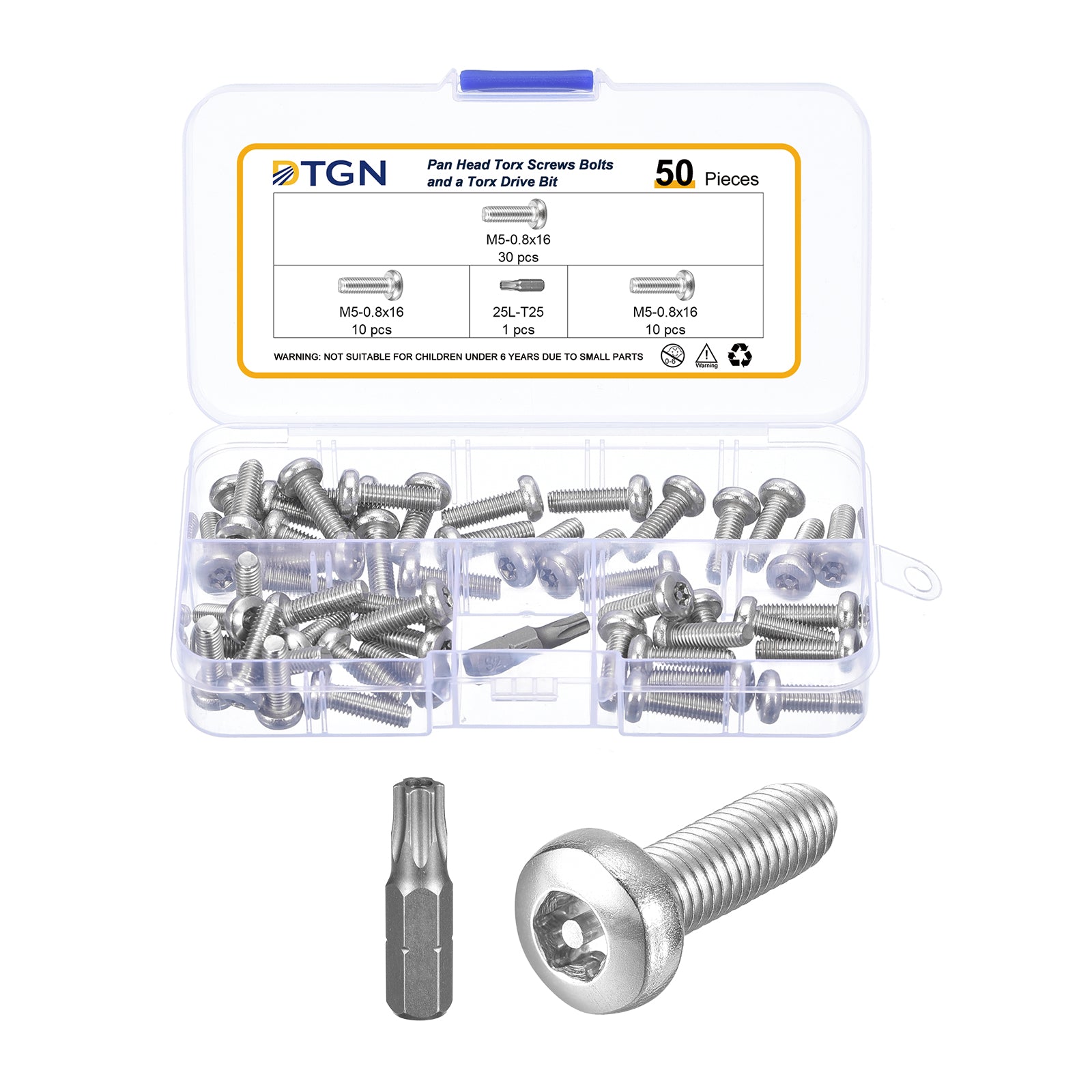 M5x16mm Pan Head Torx Security Screw - 50Pack - Stainless Steel ...