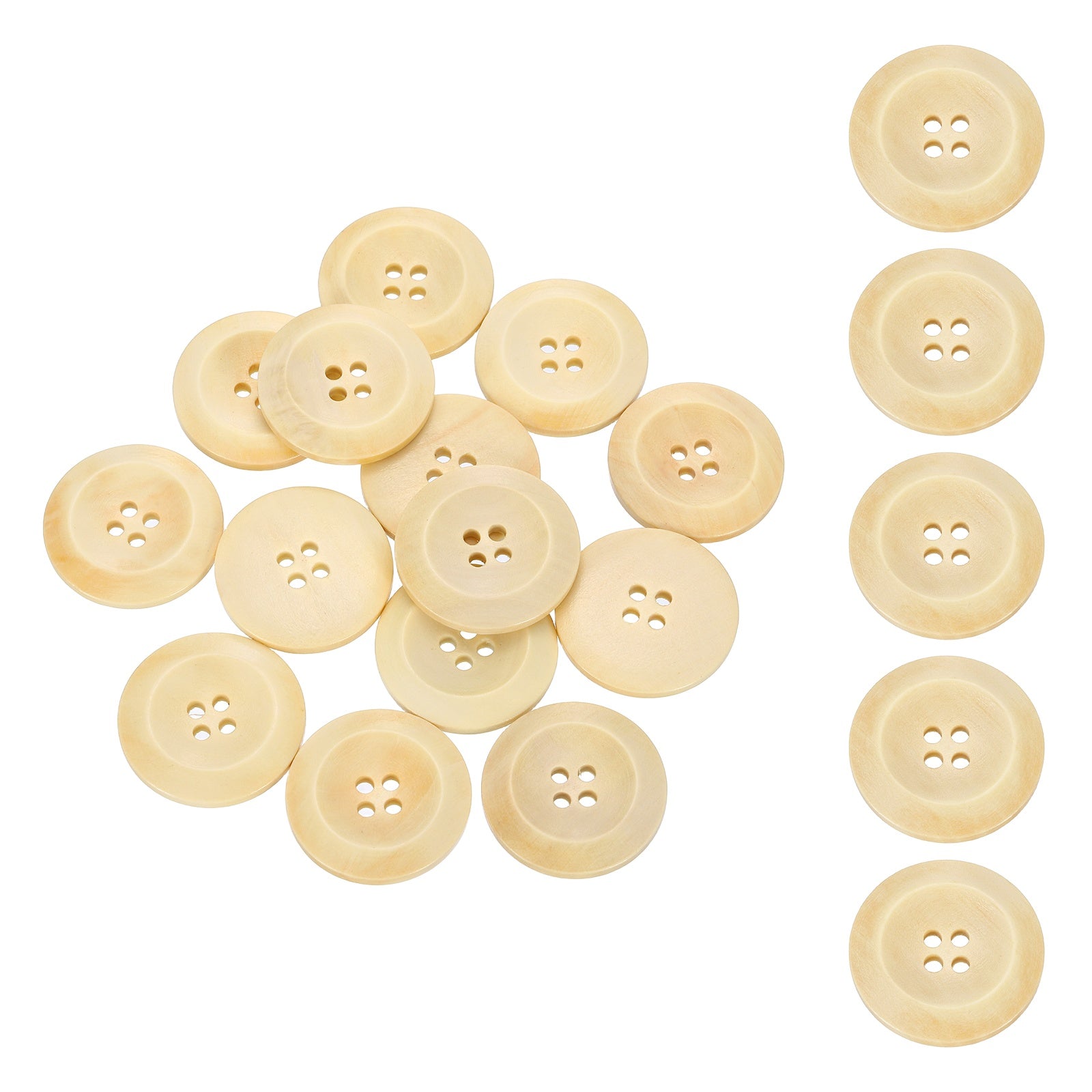 50 Pack Wooden Buttons, (28mm/ 1.1inch) Round Sewing Buttons 4 Hole ...