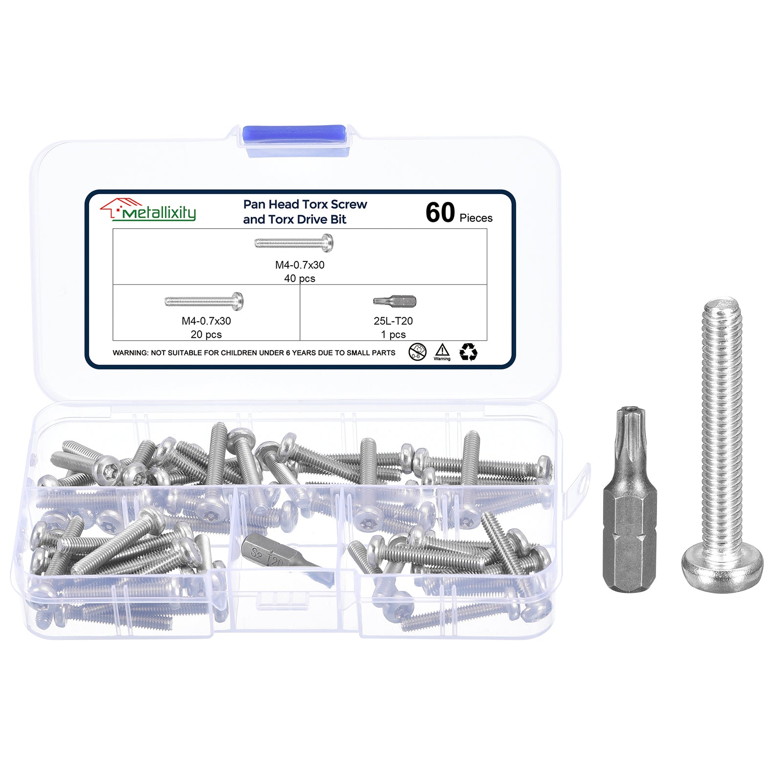 Pan Head Torx Screw (M5-0.8x18mm) 50Pcs, 304 Stainless Steel, Silver ...
