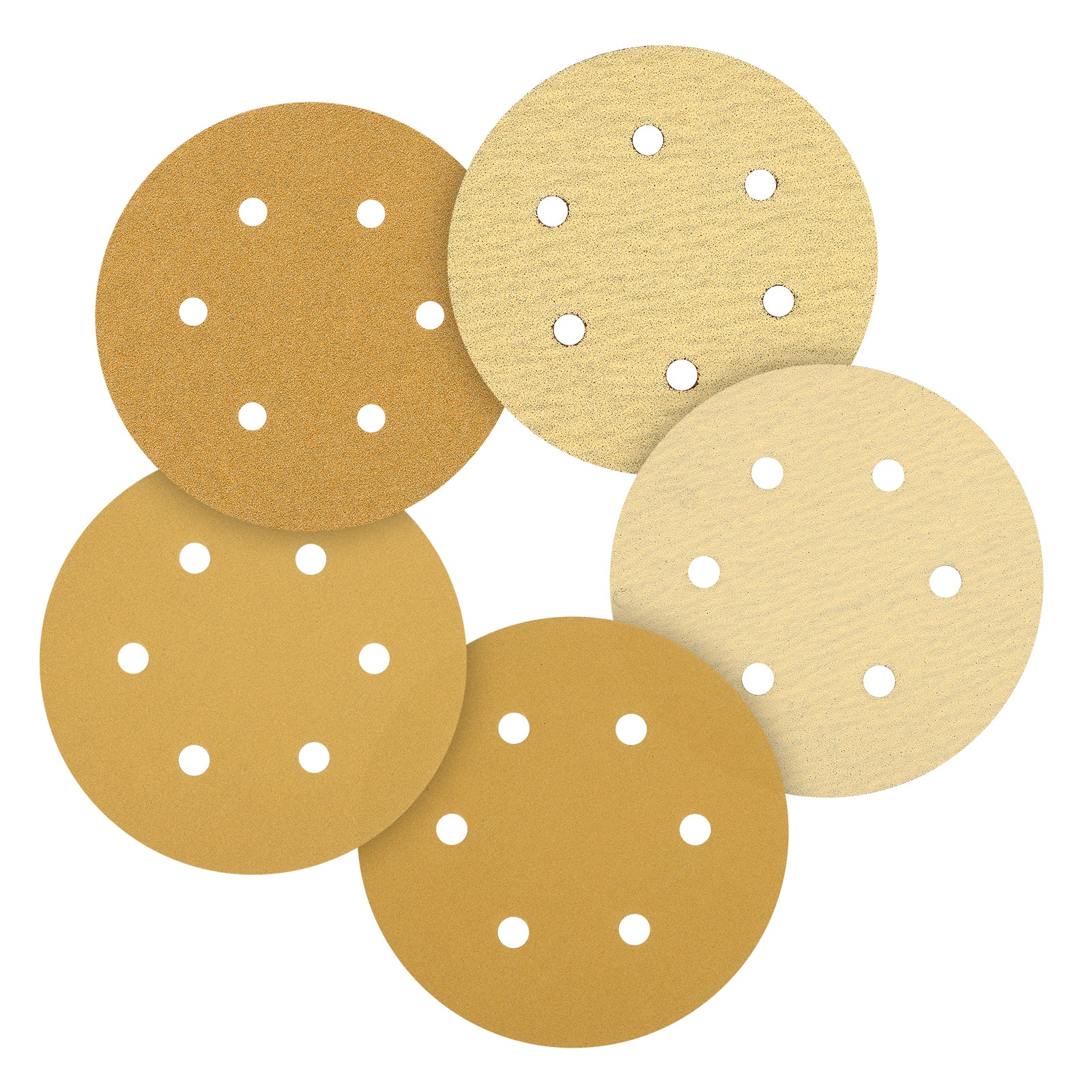 100 Pcs 150mm 6 Inch Sanding Disc 60/80/120/150/220 Grit 6 Hole Round ...