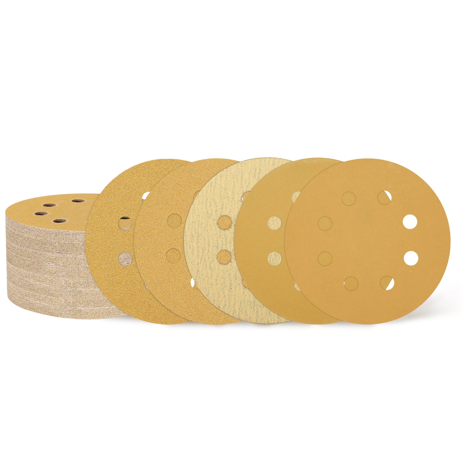 60 Pcs 5 Inch Sanding Disc 8 Hole 60/80/120/220/320/400 Grit Hook and ...