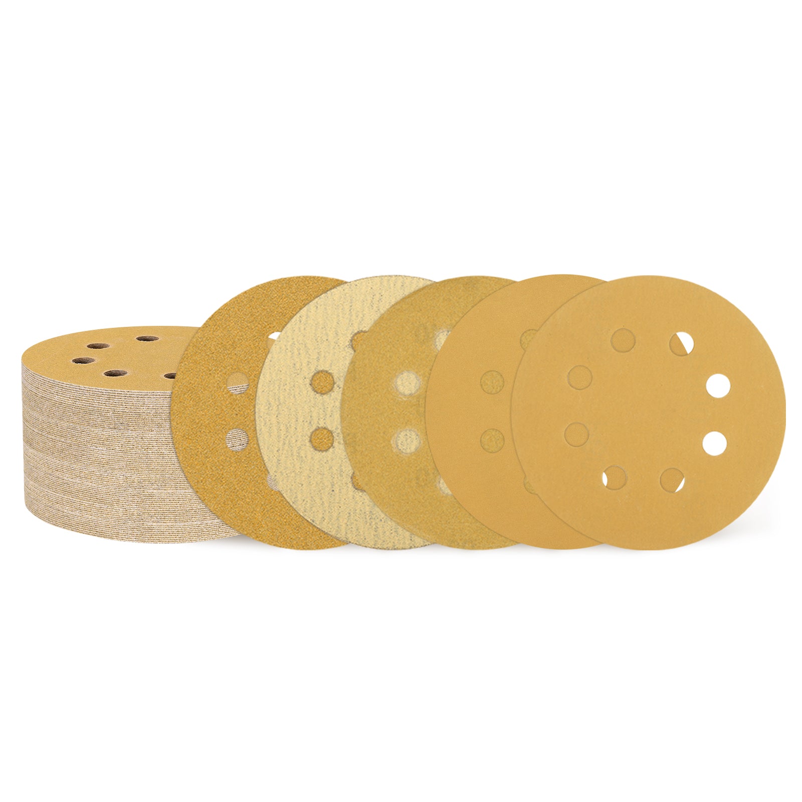 50 Pcs 5 Inch Sanding Disc 8 Hole 60/120/240/400/800 Grit Hook and Loop ...