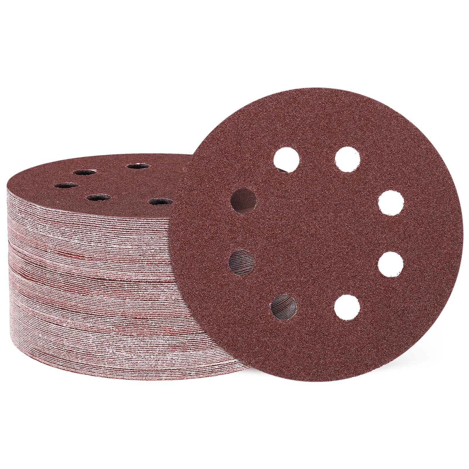 150 Pcs 5 Inch Sanding Disc 8 Hole 60 Grit Hook and Loop Sandpaper ...