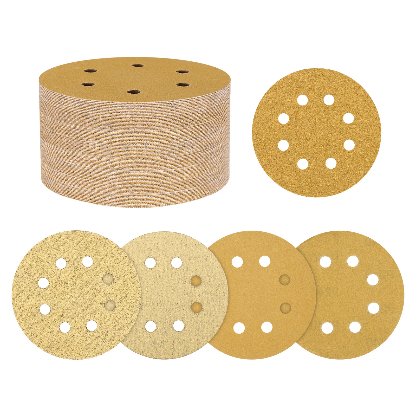 50 Pack Sanding Disc Kit 5 Inch 60/80/120/150/220 Grit 8 Hole Sandpaper ...
