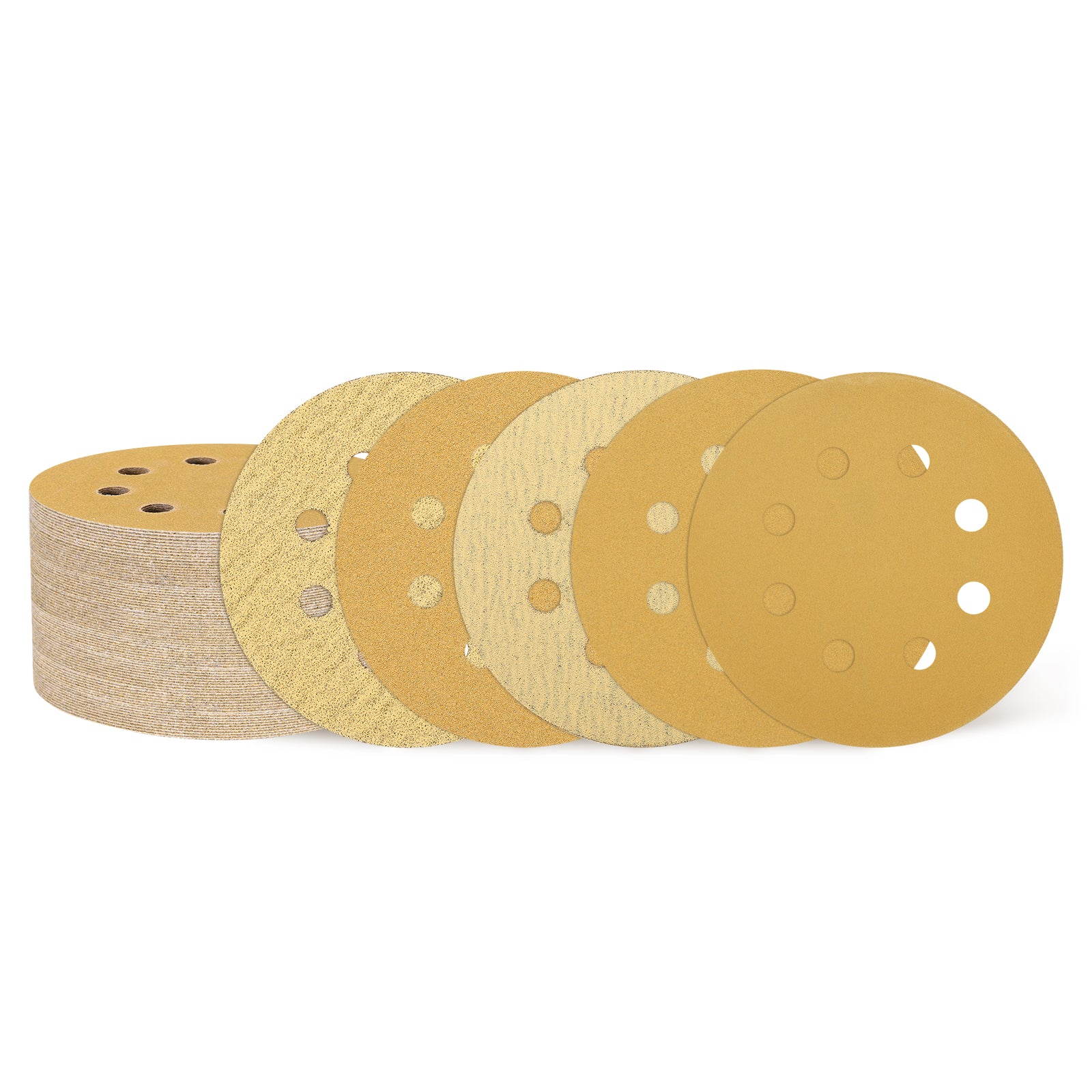 100 Pcs 5 Inch Sanding Disc 8 Hole 80/100/120/150/220 Grit Hook and ...