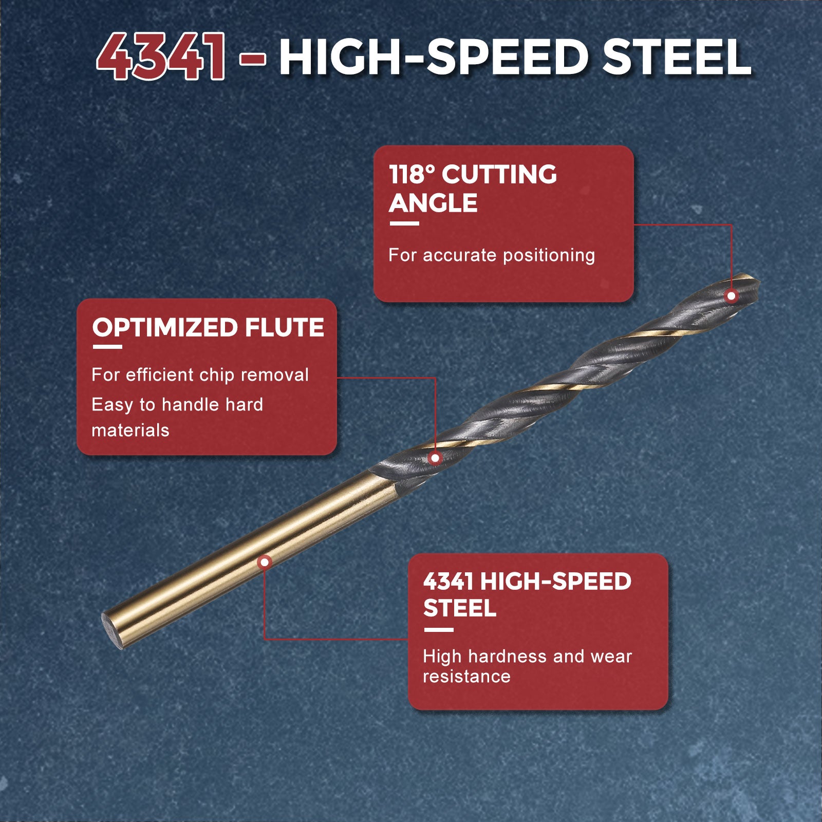 5pcs Drill Bit - 4.5mm 4341 HSS Black Gold Woodworking Handicraft ...