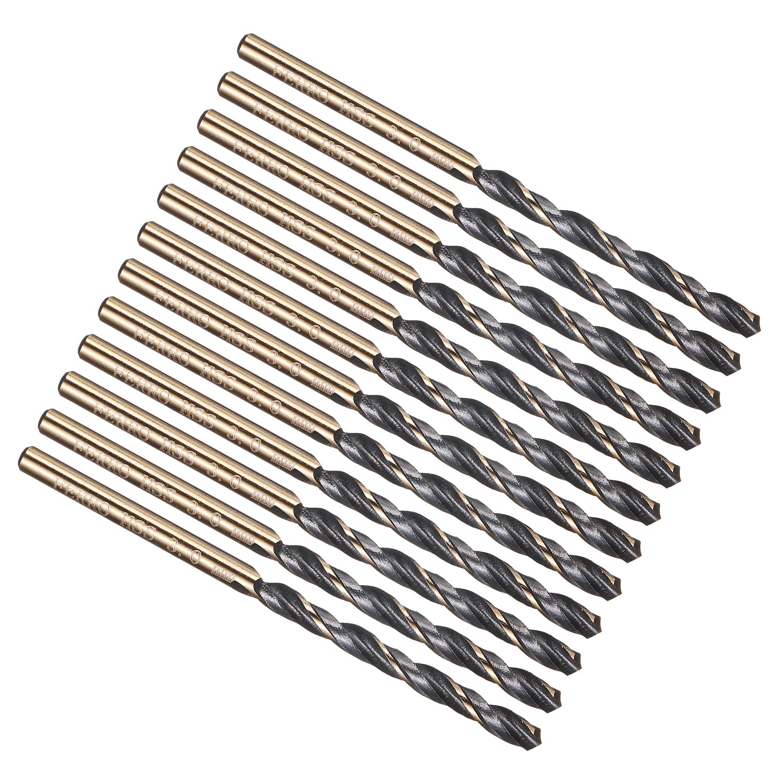 3mm Drill Bit Straight Shank 118° 4341 HSS Black and Gold Finish - 12 ...