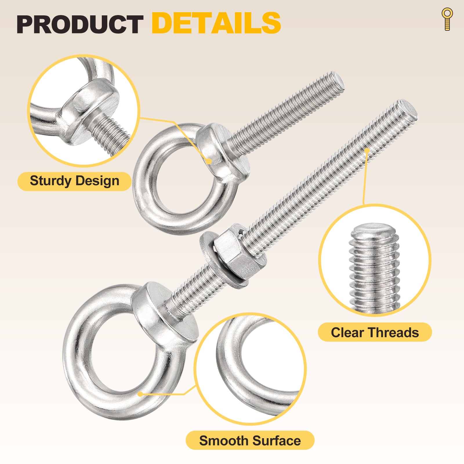 Shoulder Eye Bolt with Washers & Nuts (M8x40mm) 8Set, 304 Stainless ...