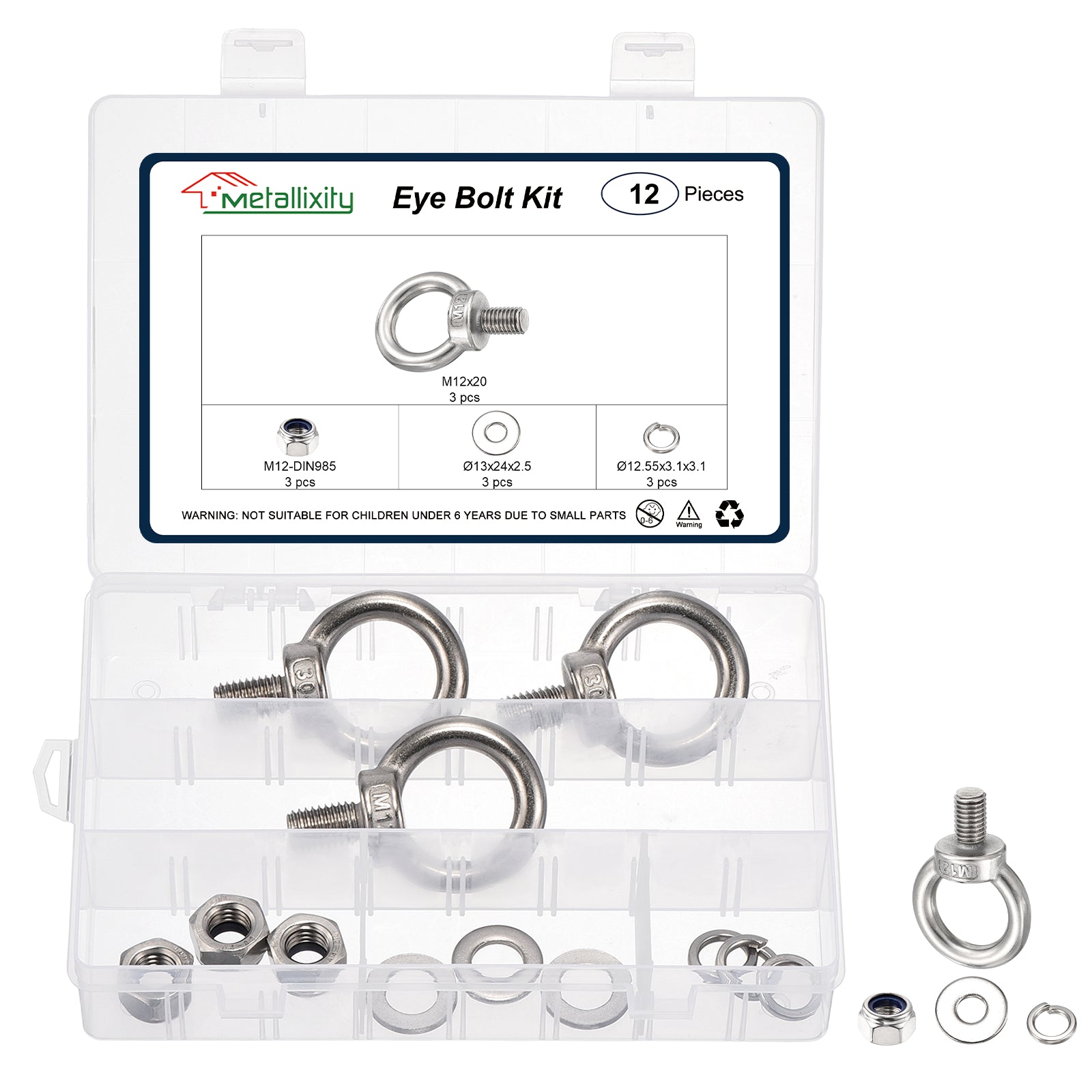 Shoulder Eye Bolt with Spring Washers, Flat Washers, Lock Nuts ...