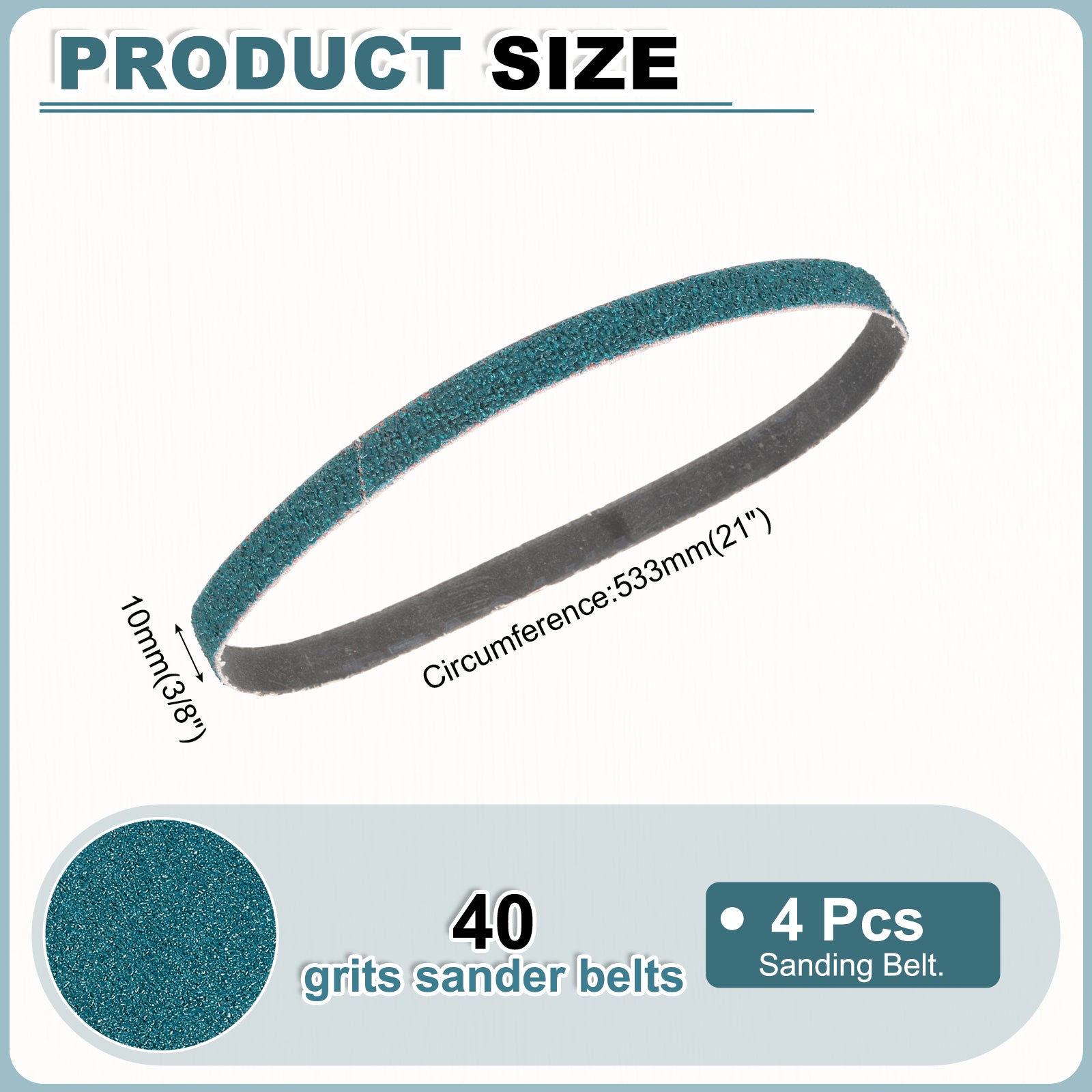 3/8 x 21 Inch Sanding Belts, 4 Pcs 40 Grit Zirconia Belt | Harfington
