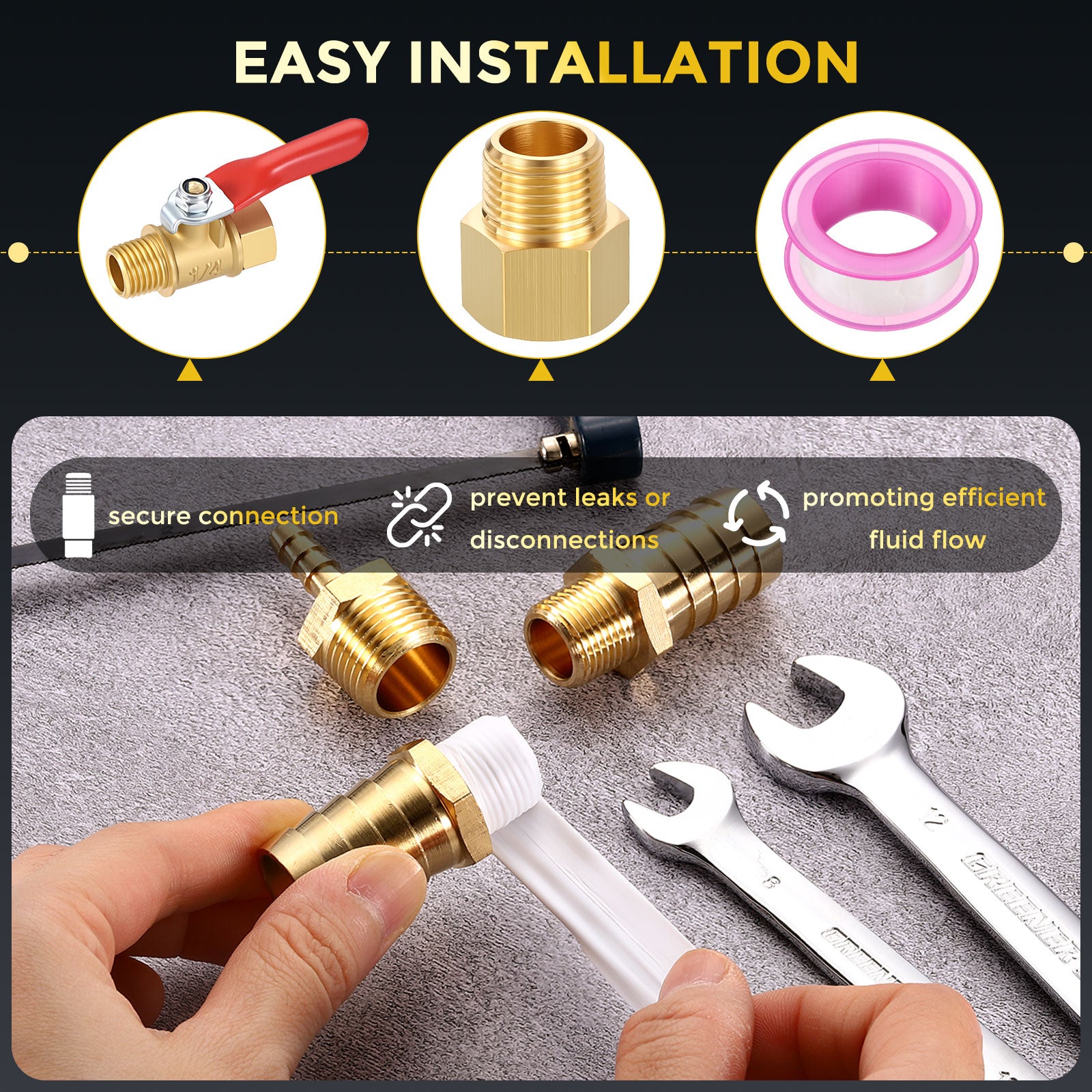 2PCS 1/2" NPT FeMale x 1/2" NPT Male Thread Brass Hex Extension Adapter ...